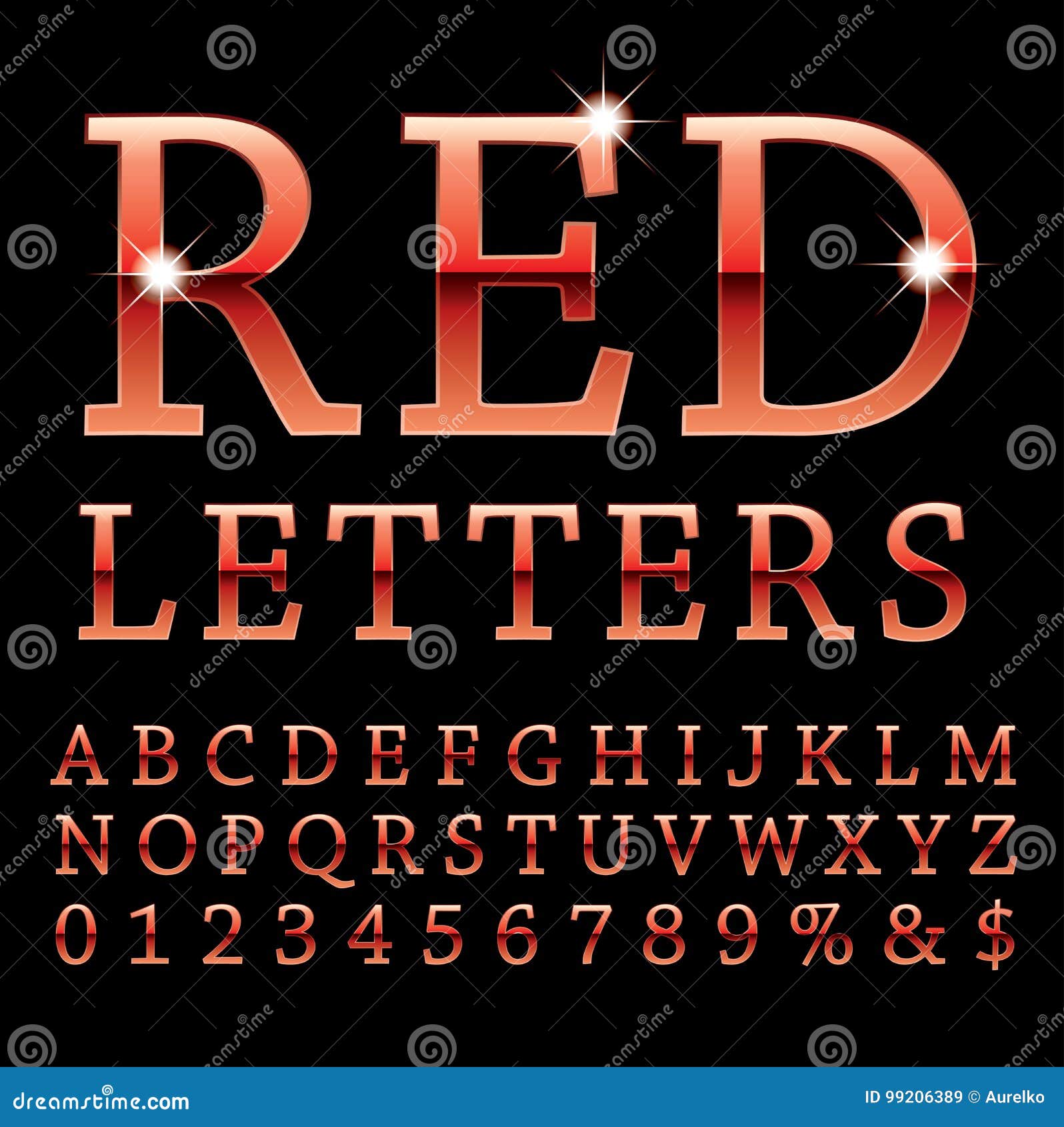 Red font letters stock vector. Illustration of star, sign - 99206389