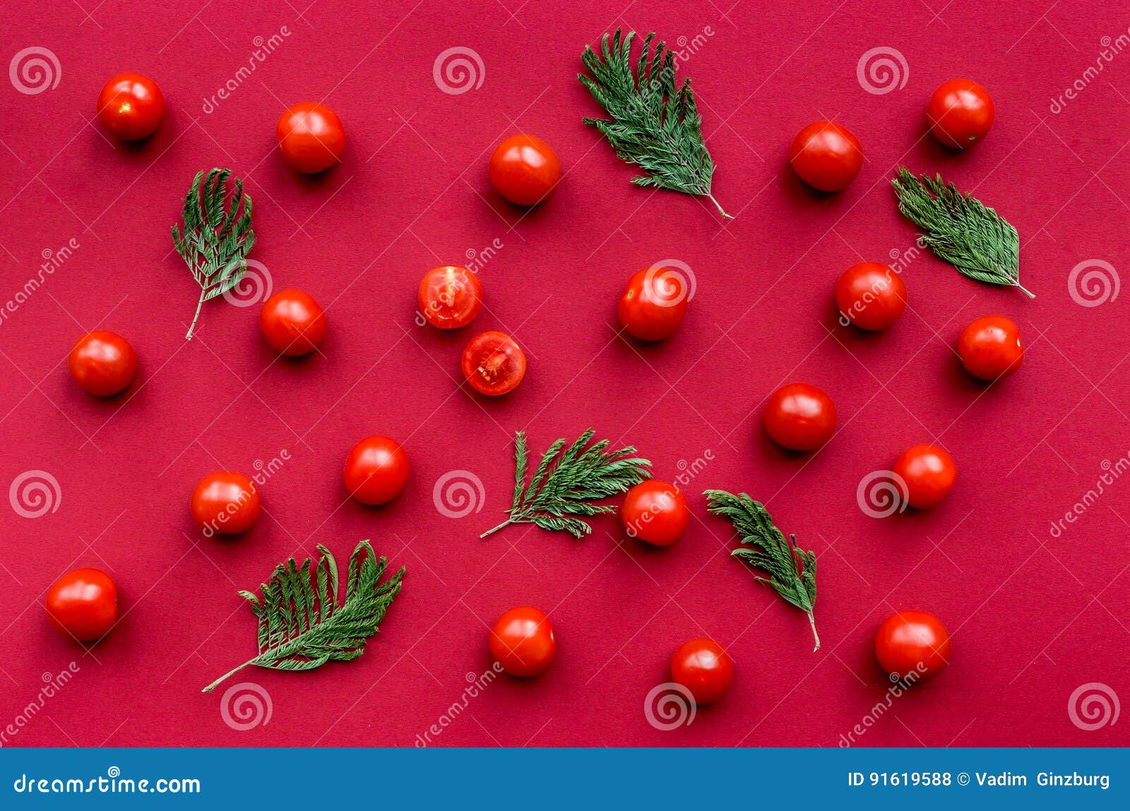Red Food Set with Tomatoes for Restaurant Menu Top View Pattern Stock ...