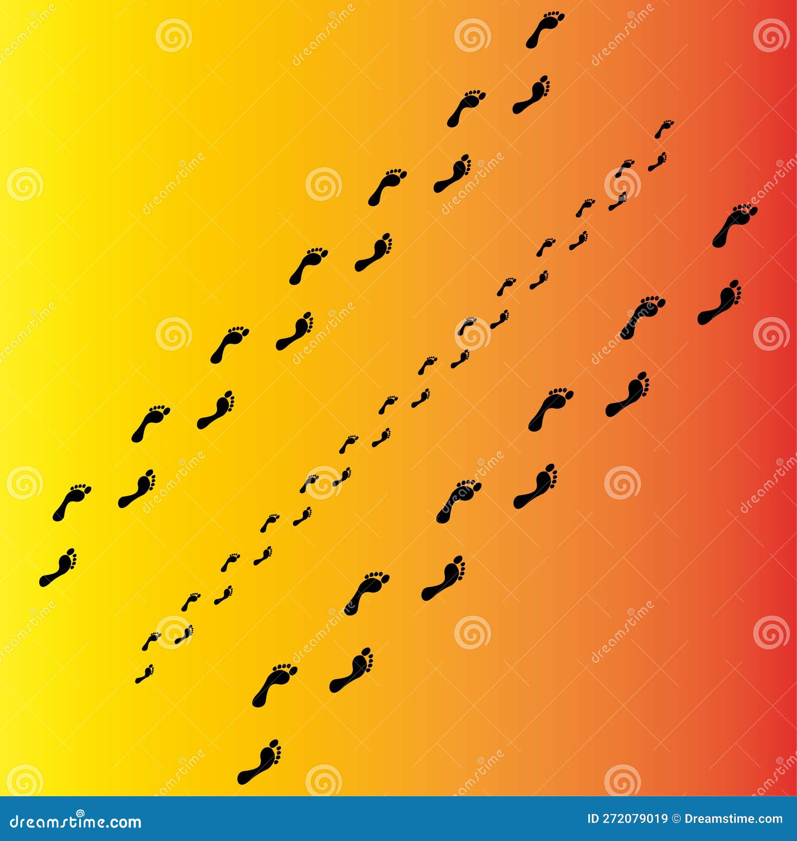 Red Footprints Orange Background. Vector Illustration Stock Vector ...