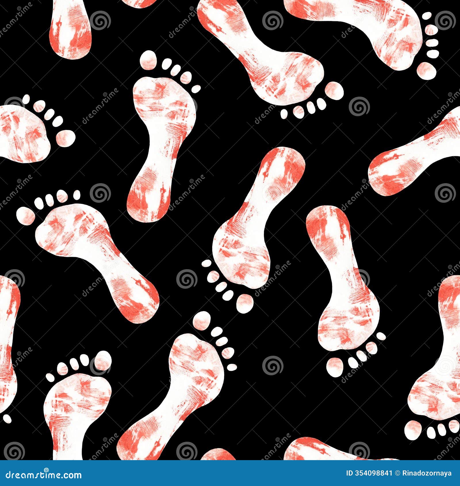 Red Footprints Pattern on Black Background Stock Image - Image of ...