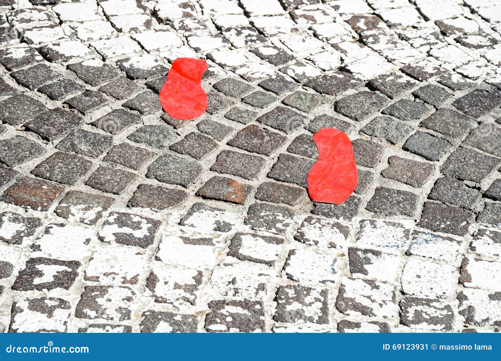 Red footsteps in town stock image. Image of simple, perspective - 69123931