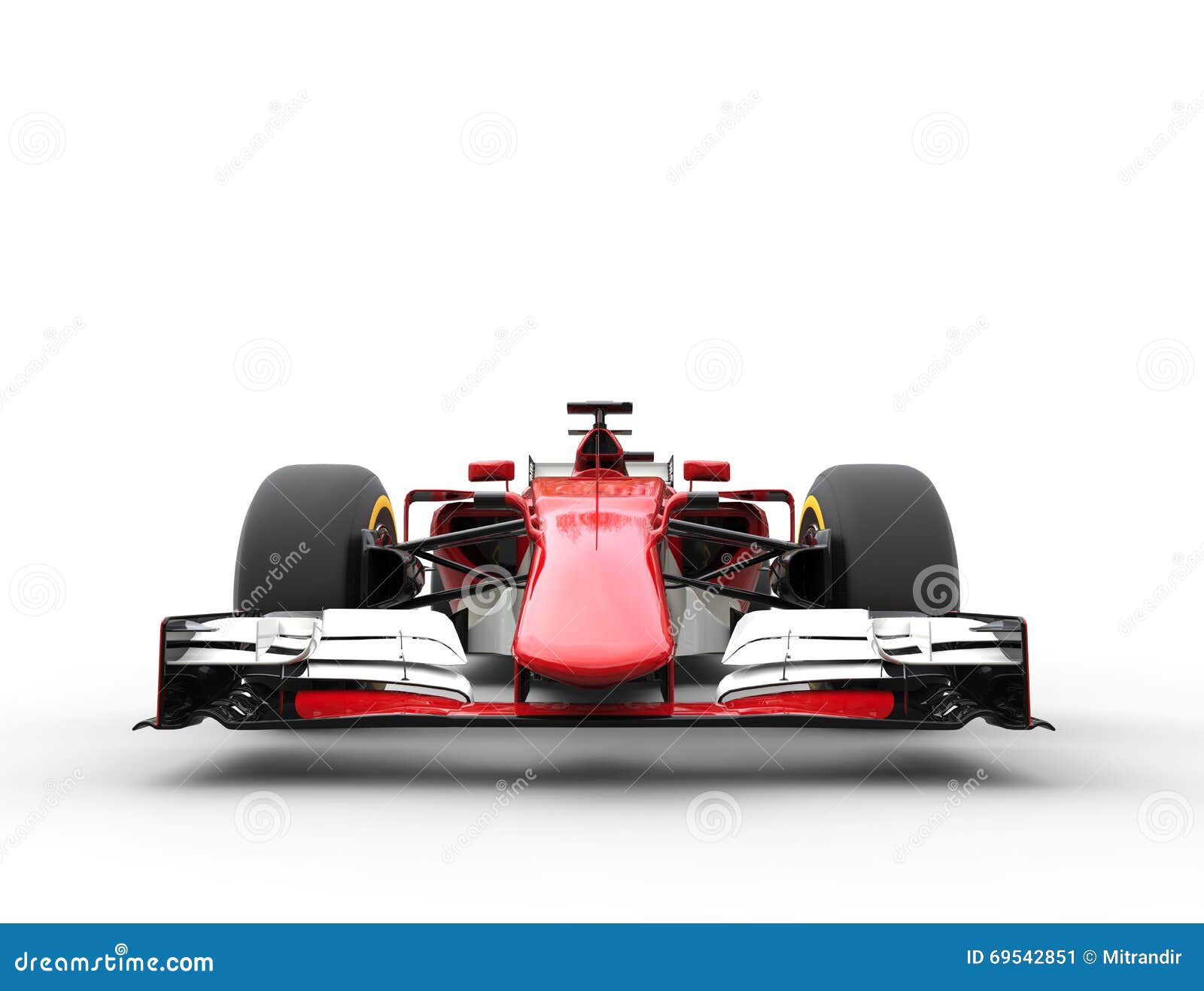 Red Formula One Car - Front View Extreme Closeup Stock Image - Image of ...