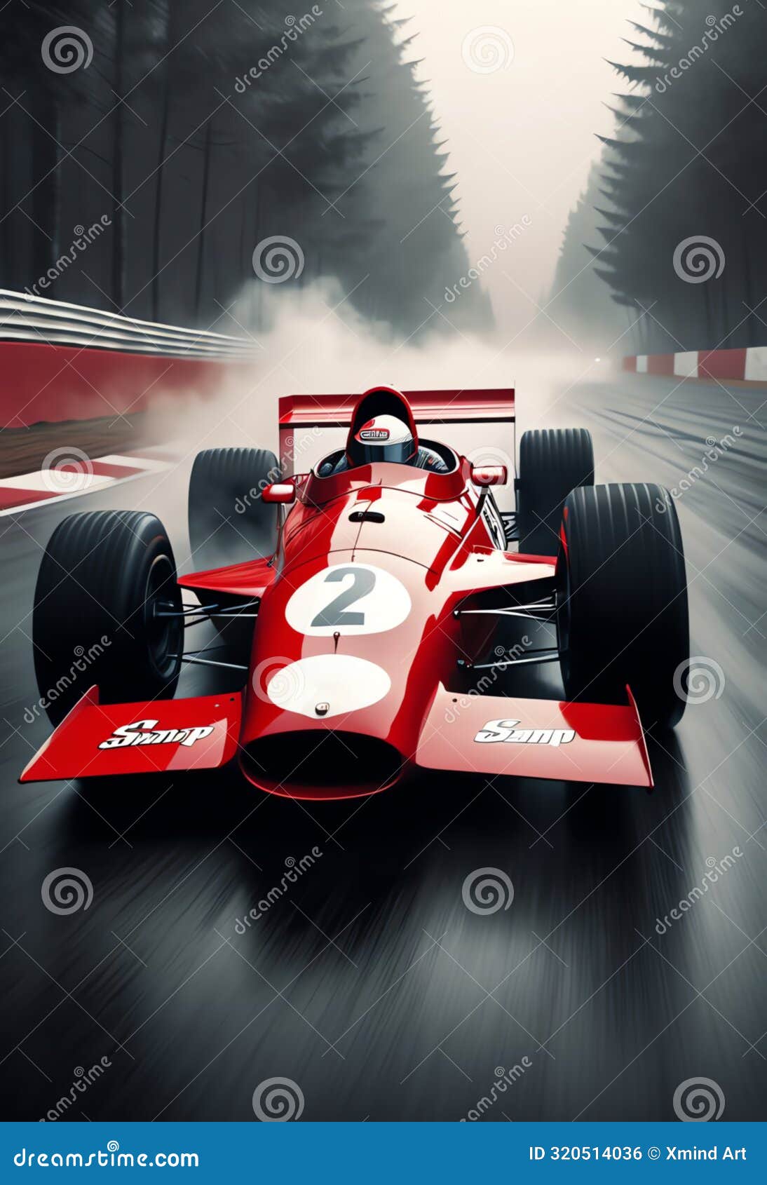 Red Formula Race Car Speeding on Track Stock Illustration ...