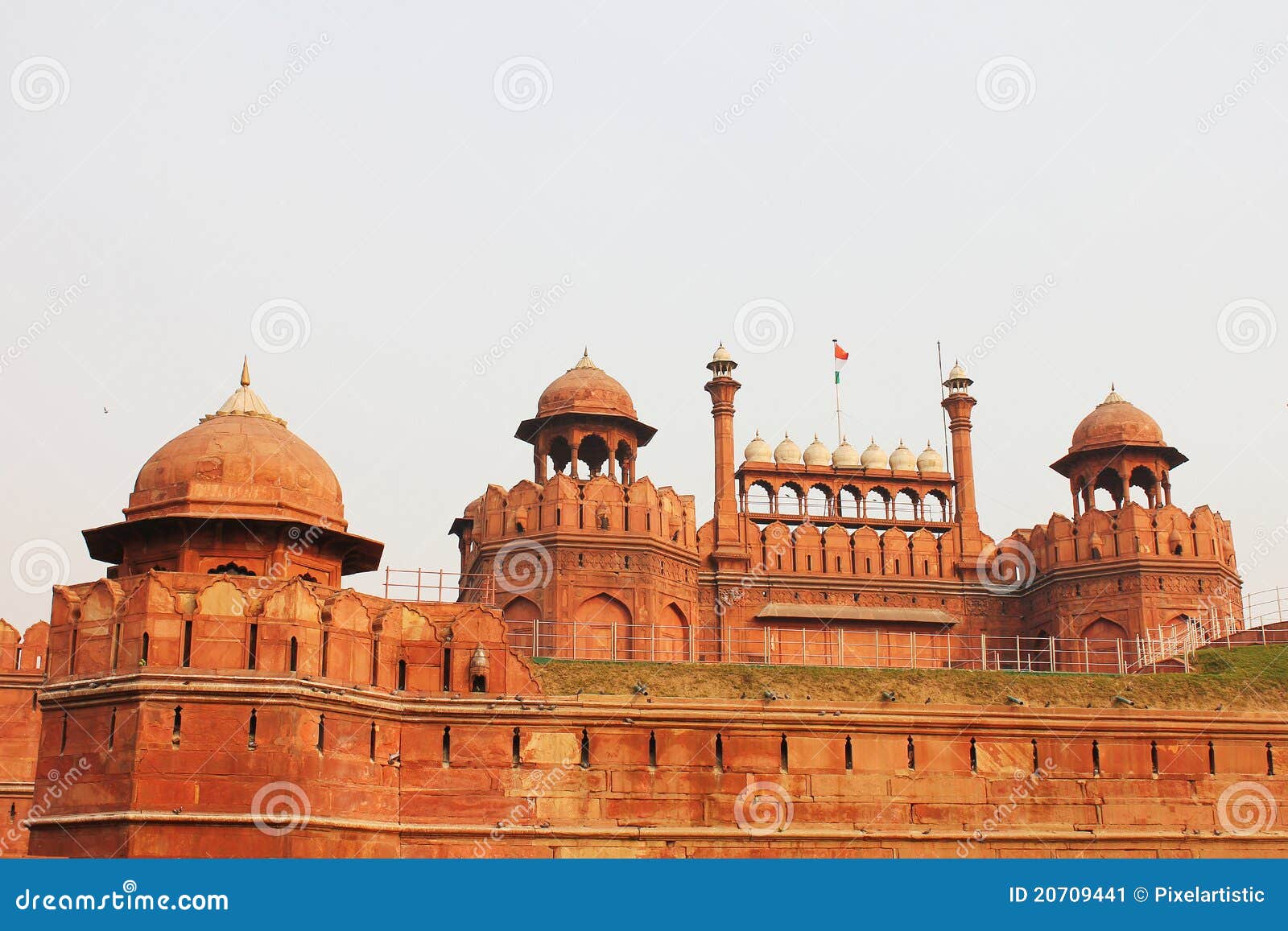 Red fort stock image. Image of flag, asia, landmark, blue - 20709441