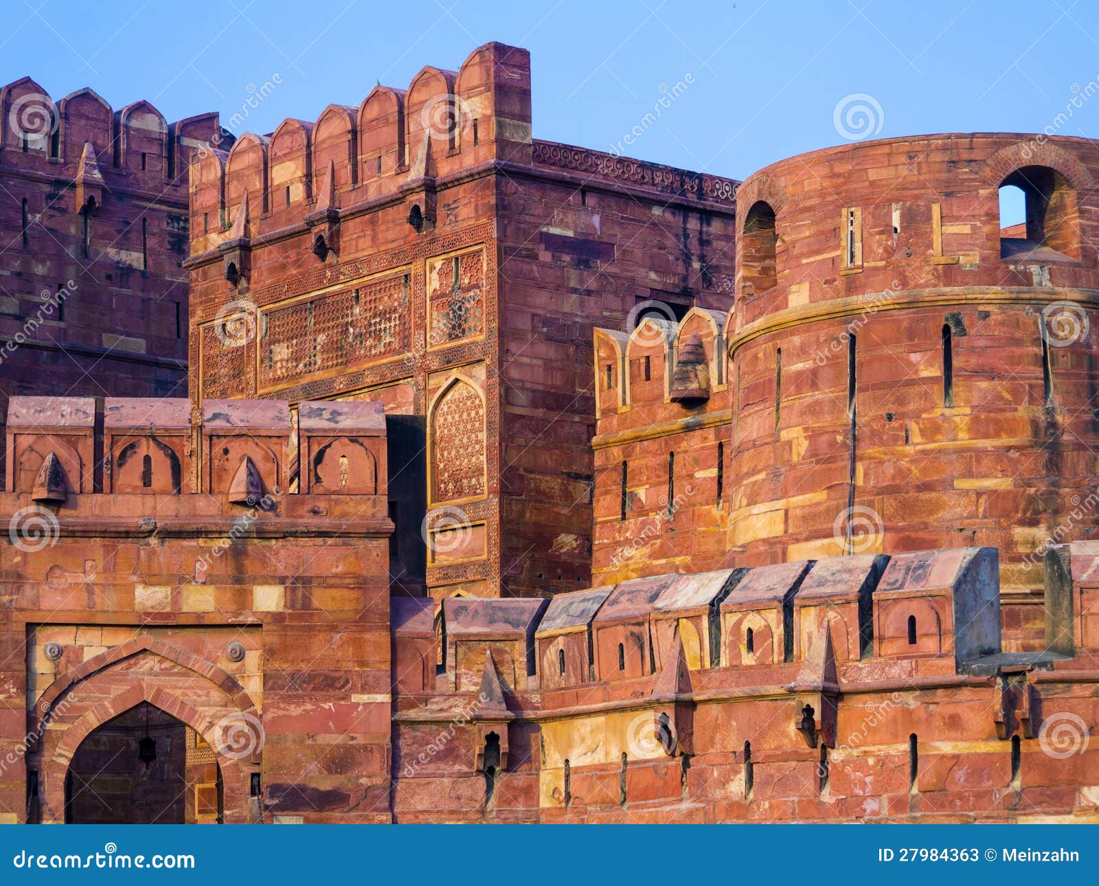 Red Fort in Agra, Amar Singh Gate, Stock Image - Image of castle, dome ...