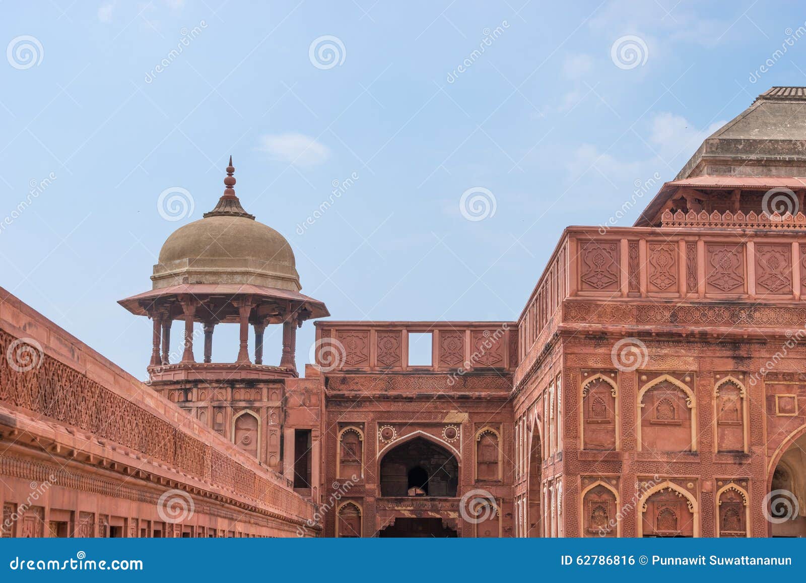 Red fort dome and wall stock photo. Image of decoration - 62786816