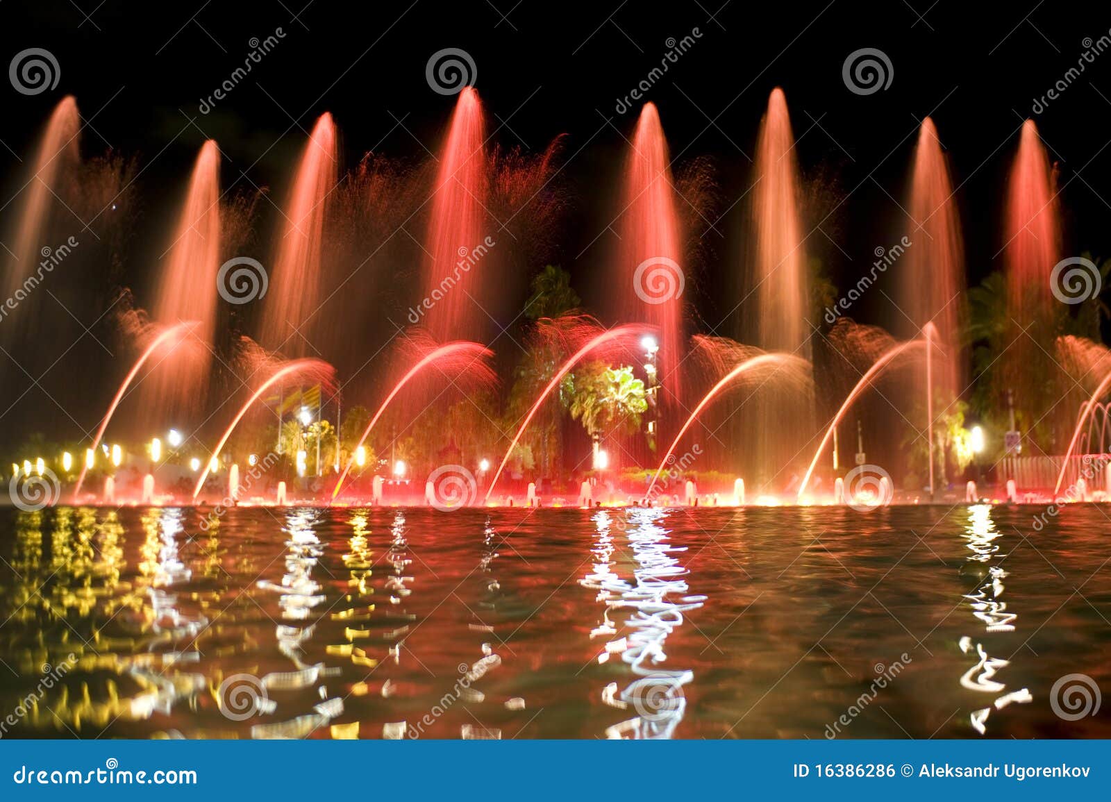 Red fountain stock photo. Image of illuminated, strew - 16386286