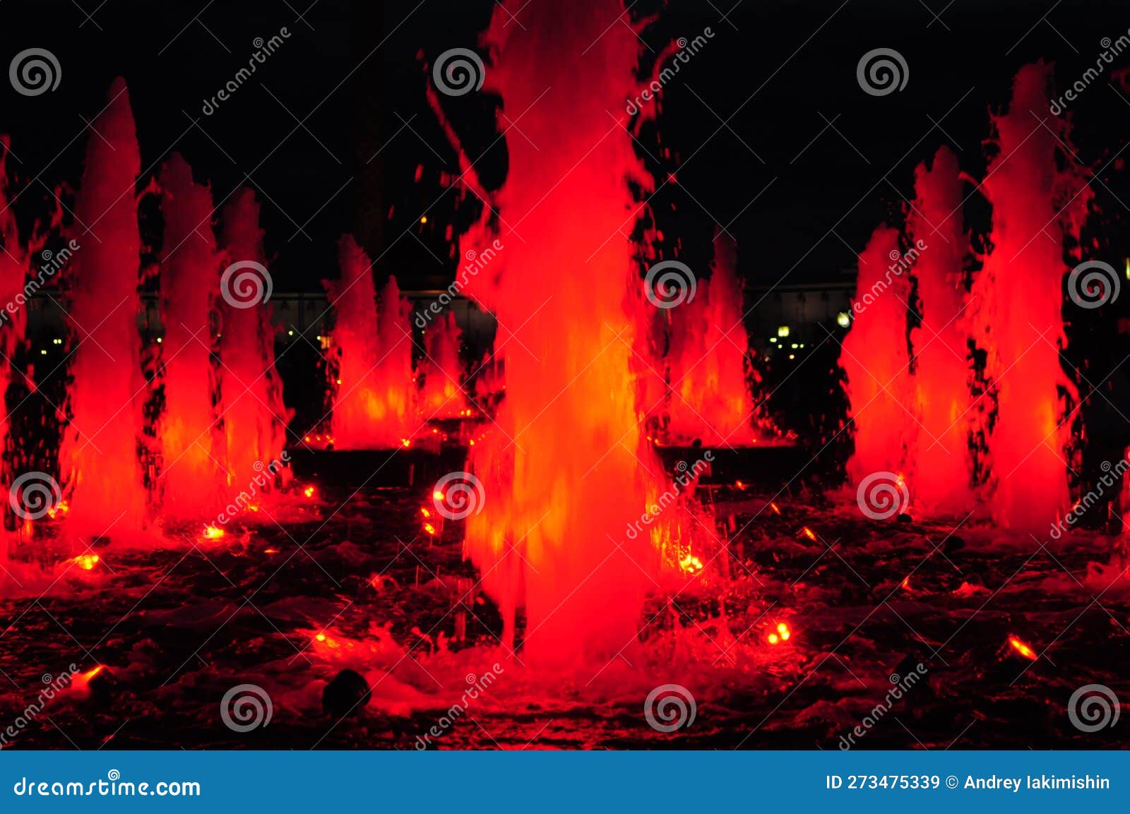 Red Fountain and Water in a Park Stock Image - Image of quail, fountain ...