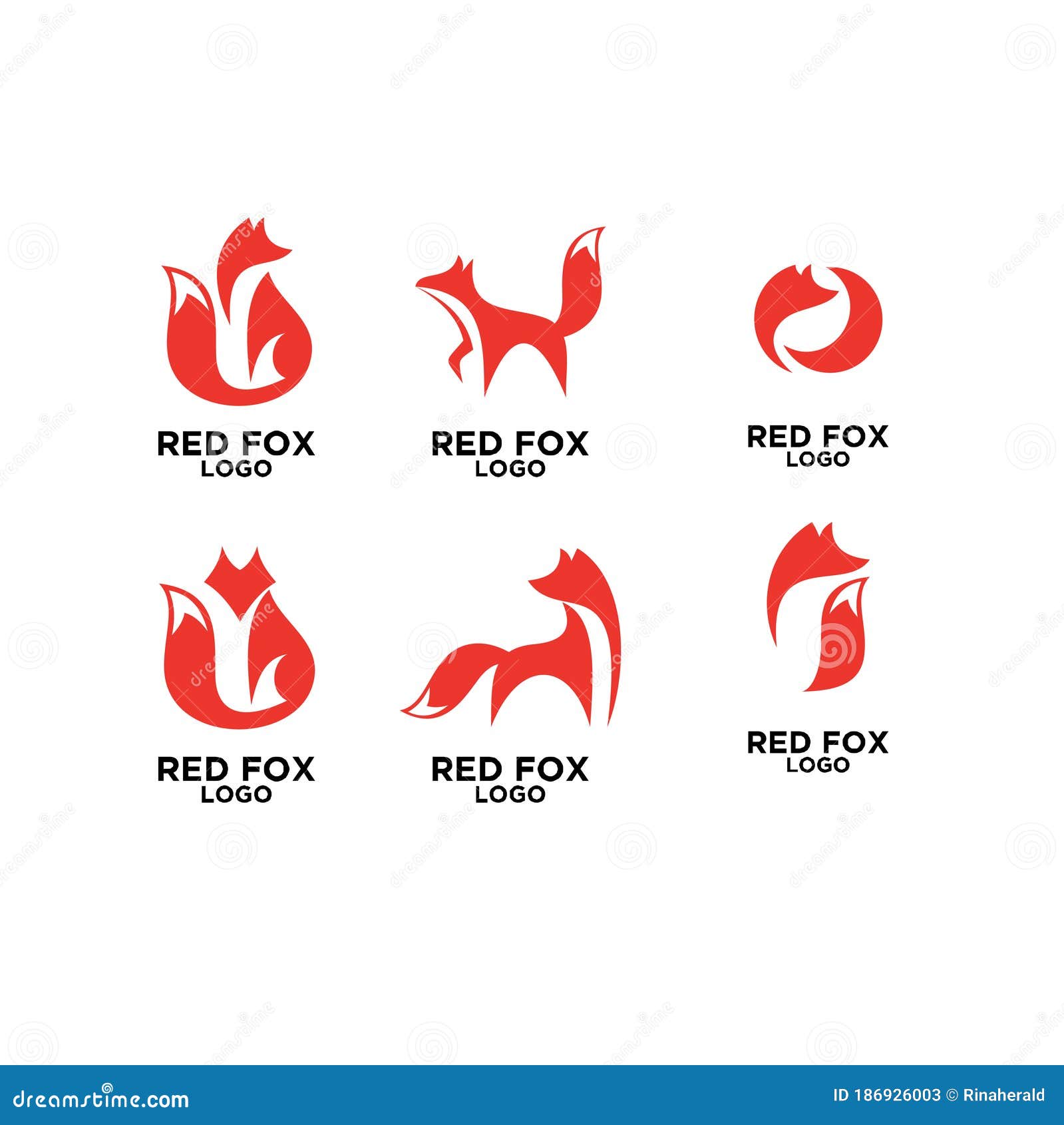 Set Collection Red Fox Modern Abstract Simple Logo Icon Design Stock ...