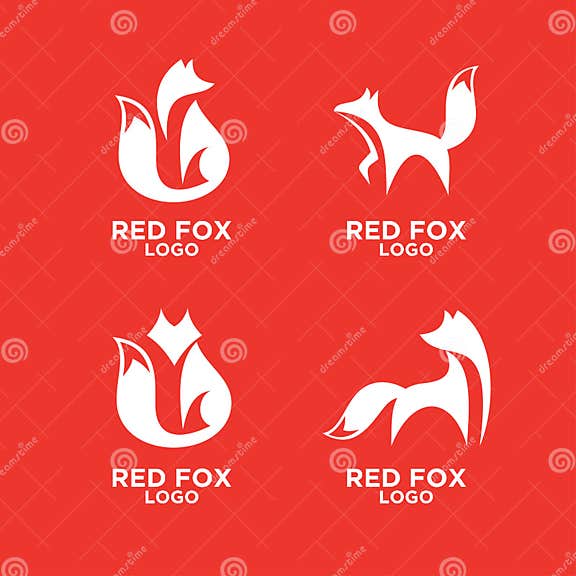 Set Collection Red Fox Modern Abstract Simple Logo Icon Design Stock ...