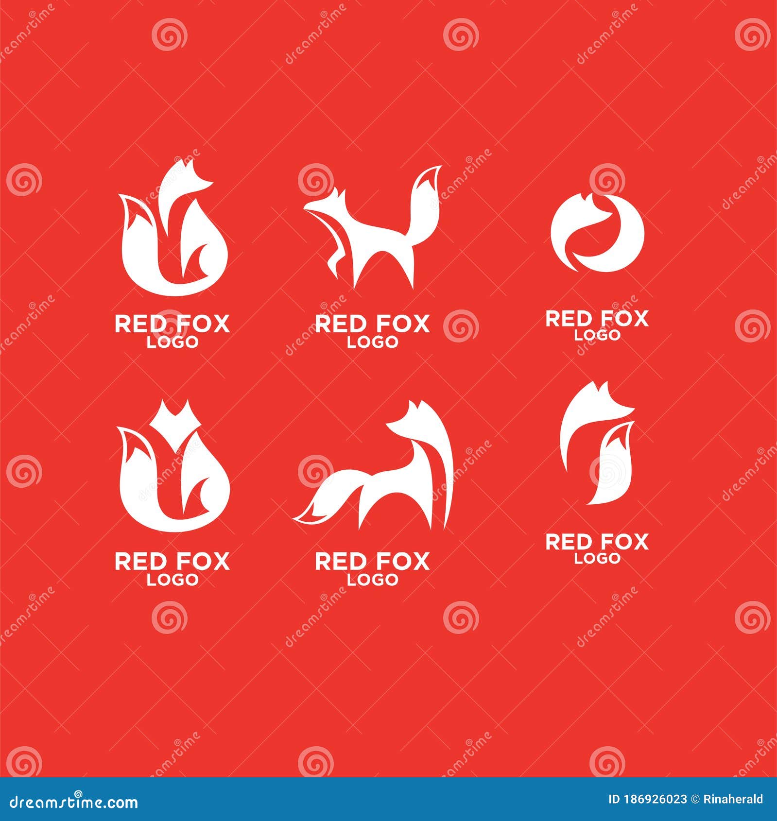 Set Collection Red Fox Modern Abstract Simple Logo Icon Design Stock ...