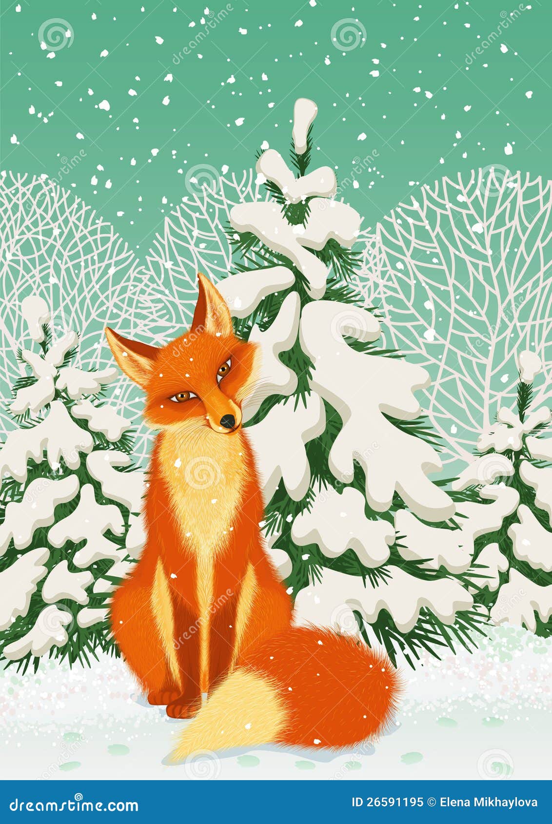 Red fox stock vector. Illustration of cold, exterior - 26591195