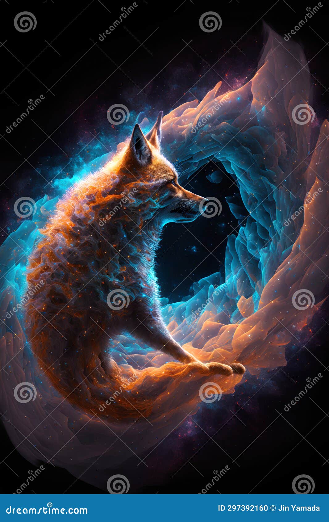 Red Fox in Abstract Space, 3d Illustration, Computer Generated Image ...