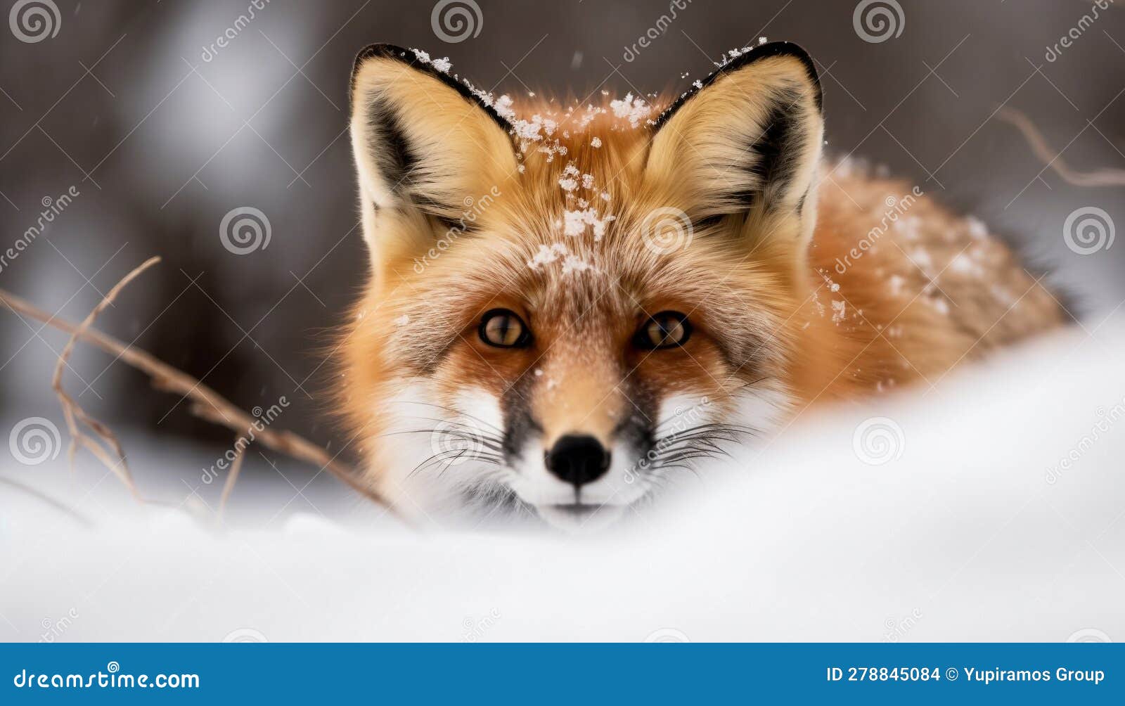 Red Fox, Alert in Snow, a Portrait of Natural Beauty Generated by AI ...