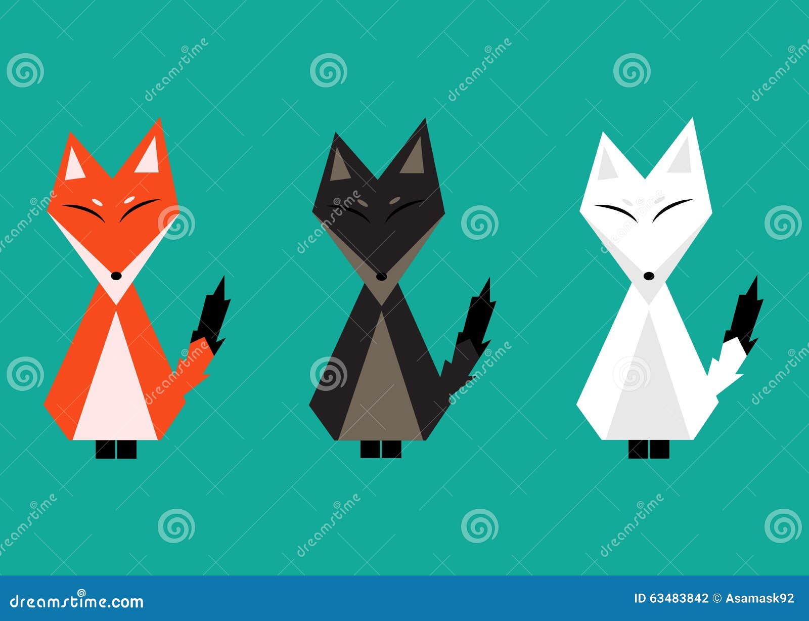 Red Fox, Arctic Fox, Brown Fox. Full Body Stock Vector - Illustration ...