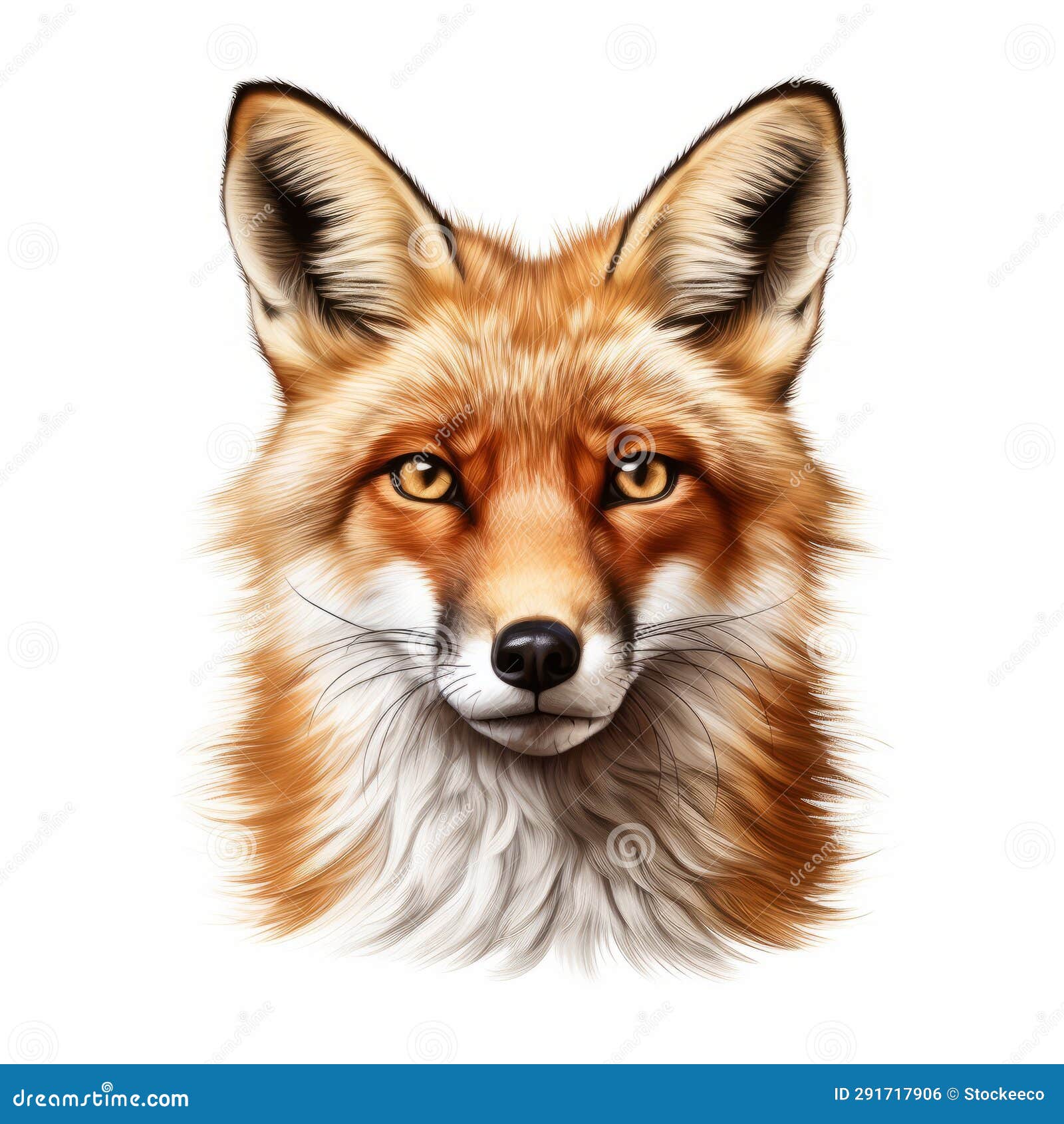 Realistic Red Fox Head Vector Illustration on White Background Stock ...