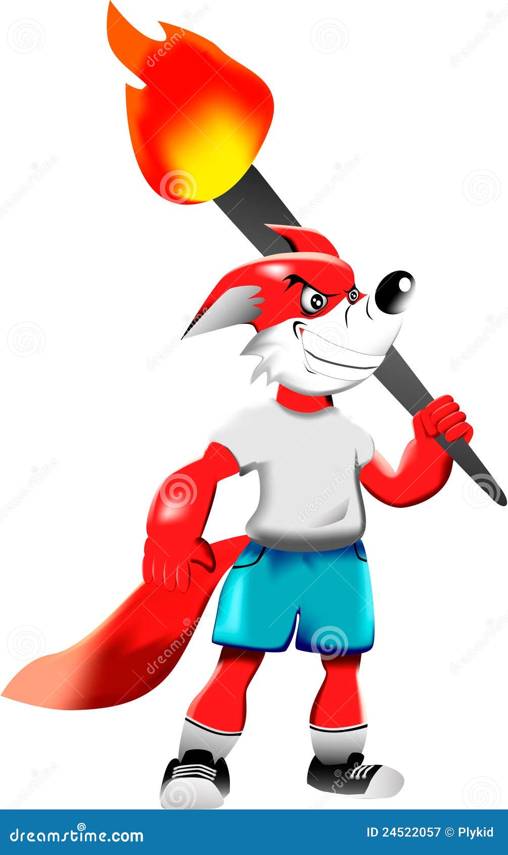 Red Fox Cartoon Holding Torch | CartoonDealer.com #24522057
