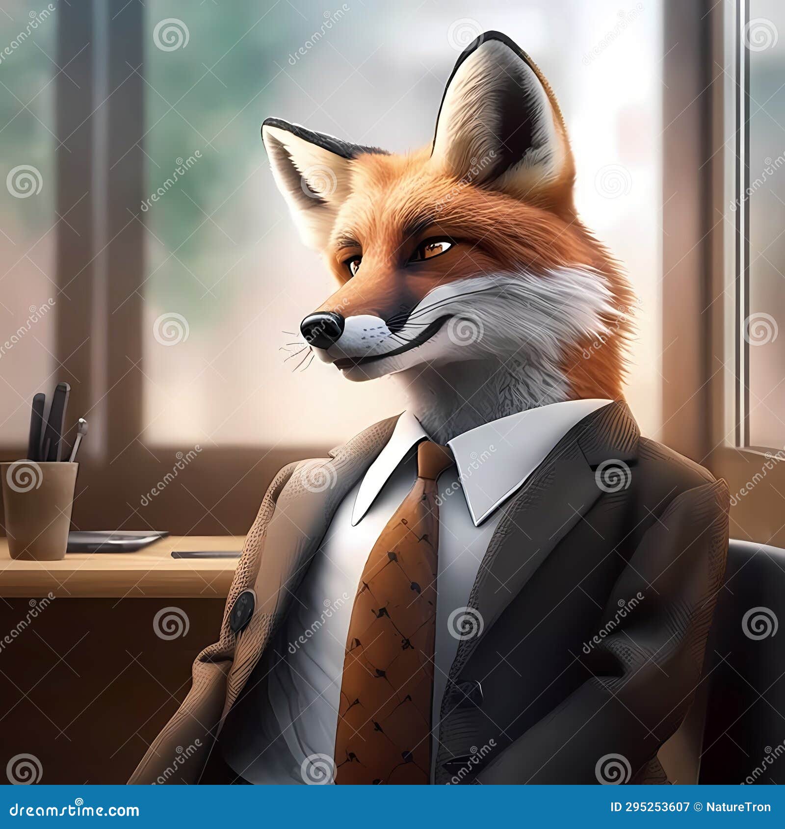 Red Fox in a Chair Red Fox in the Office Fox in the Office Stock ...