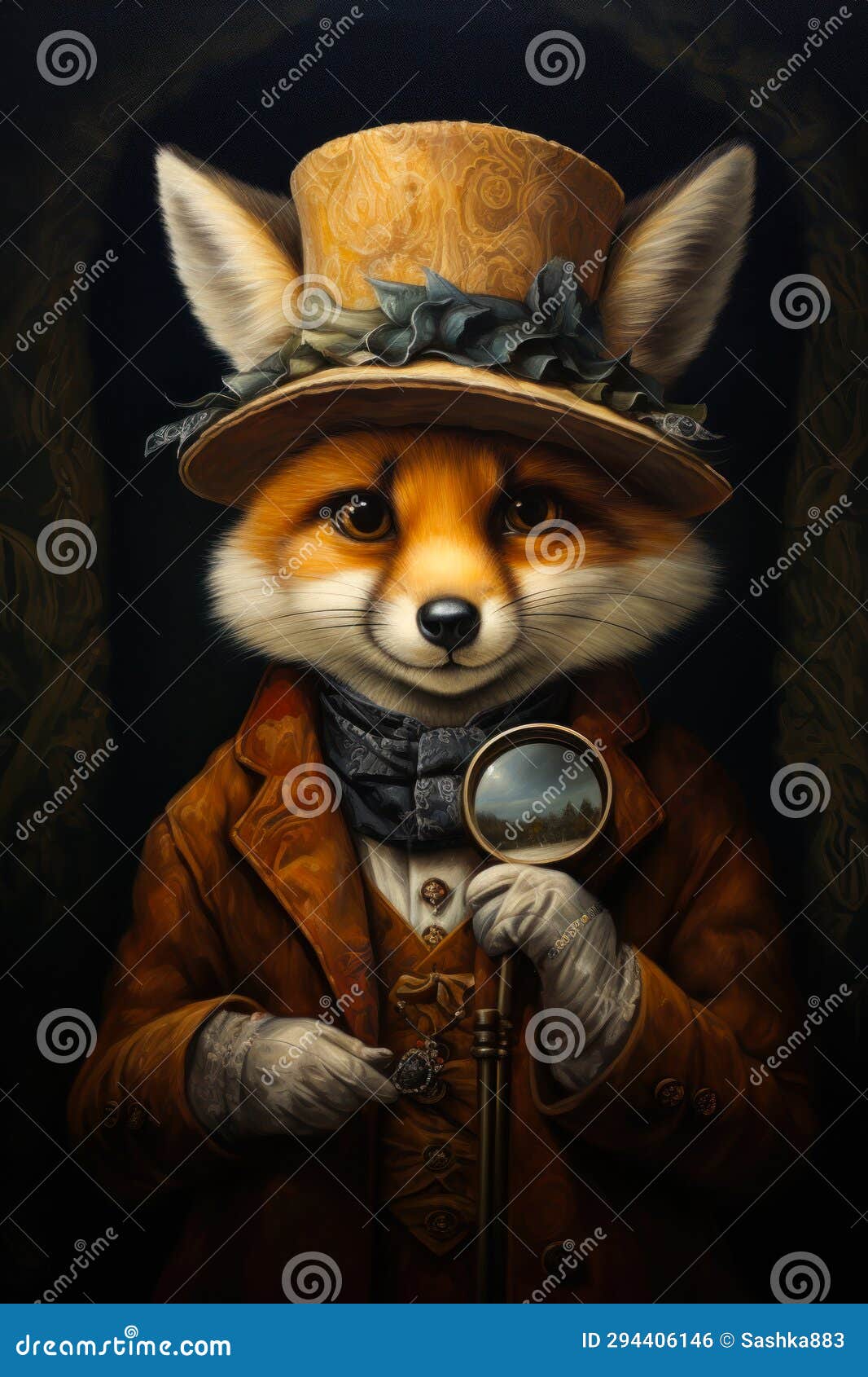 A Red Fox Detective with a Mischievous Expression. Generative Ai. Stock ...