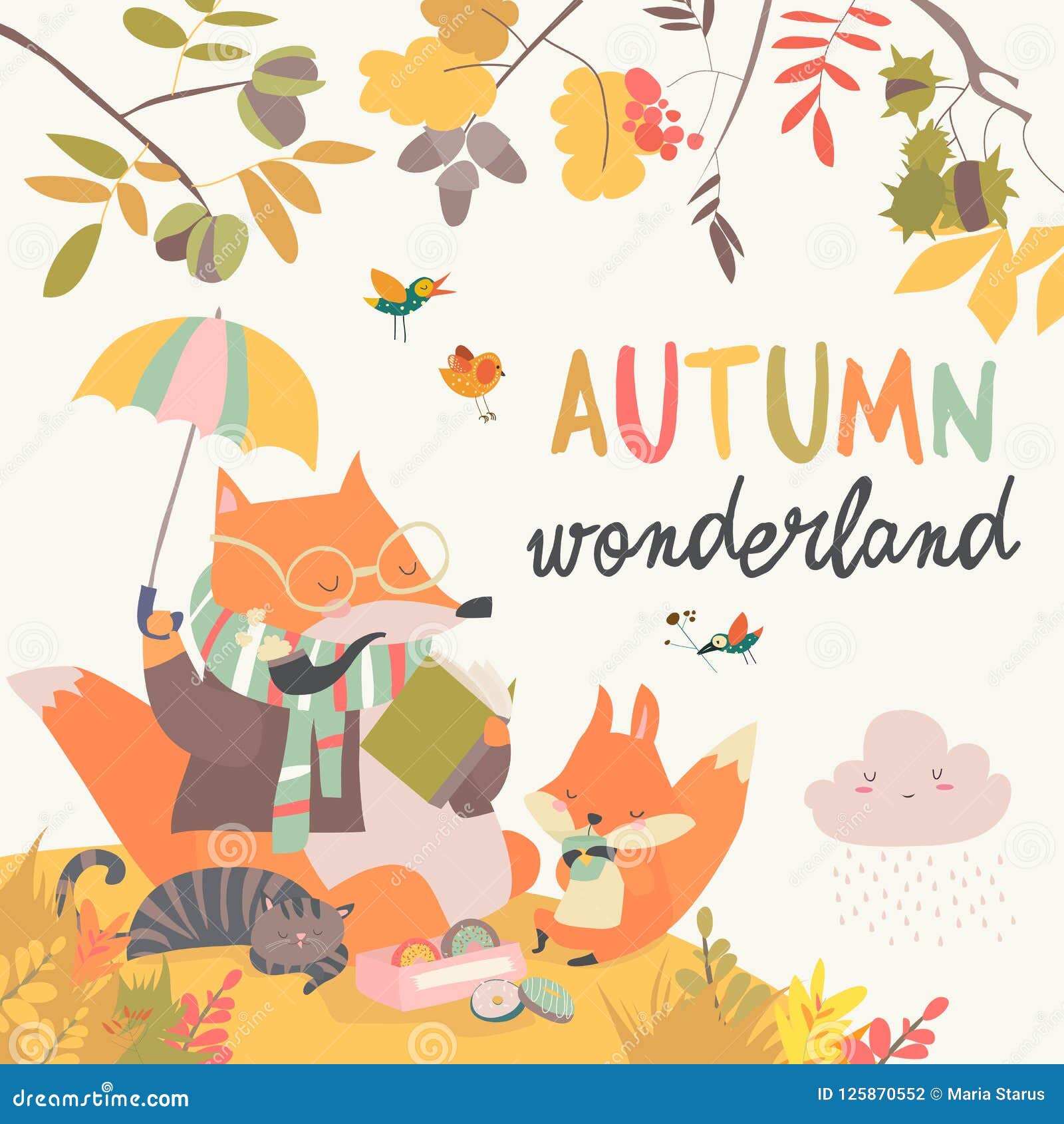 Red Fox Father and Son Reading a Book Stock Vector - Illustration of ...