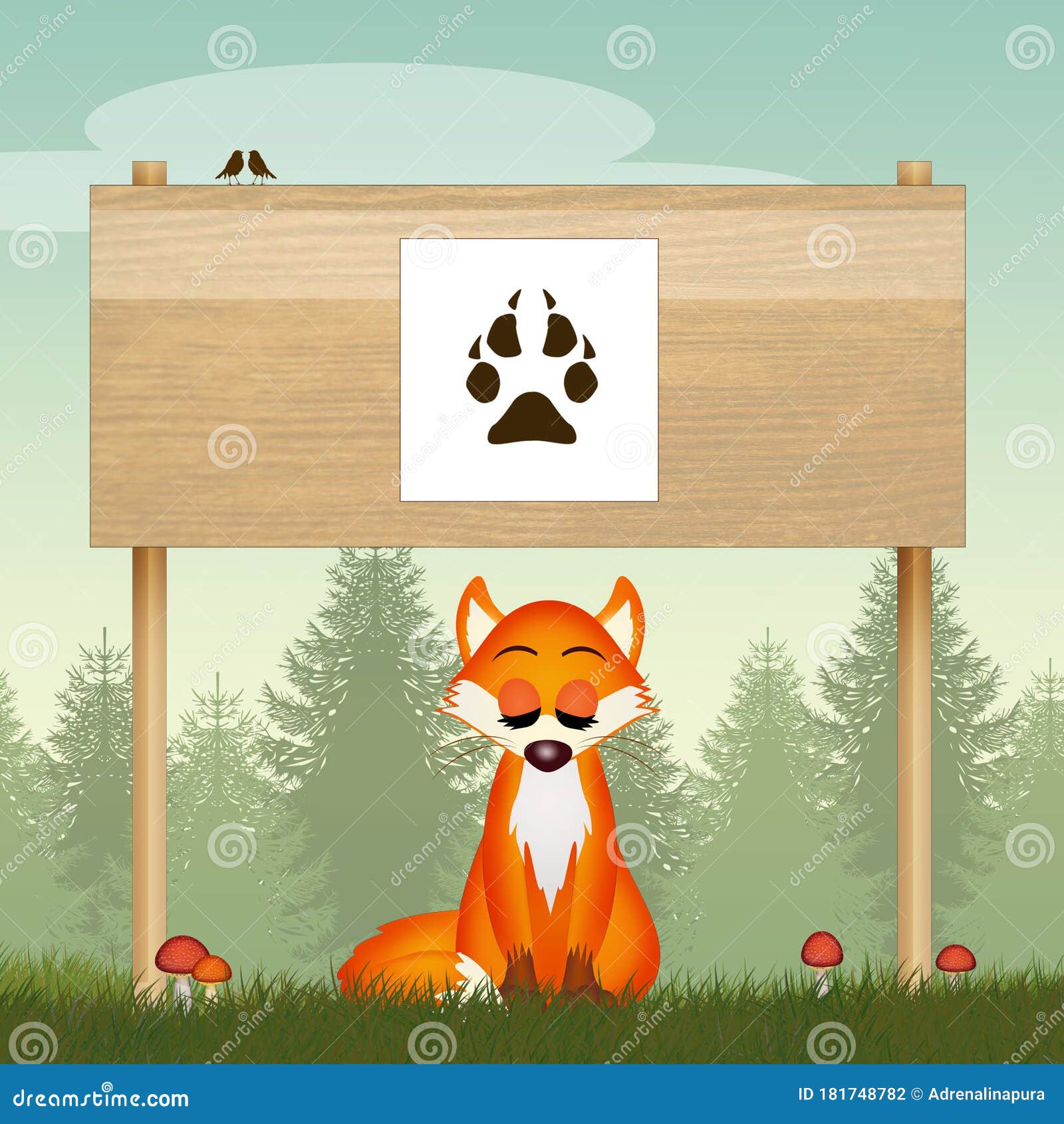 Red Fox Footprint in the Woods Stock Illustration - Illustration of ...