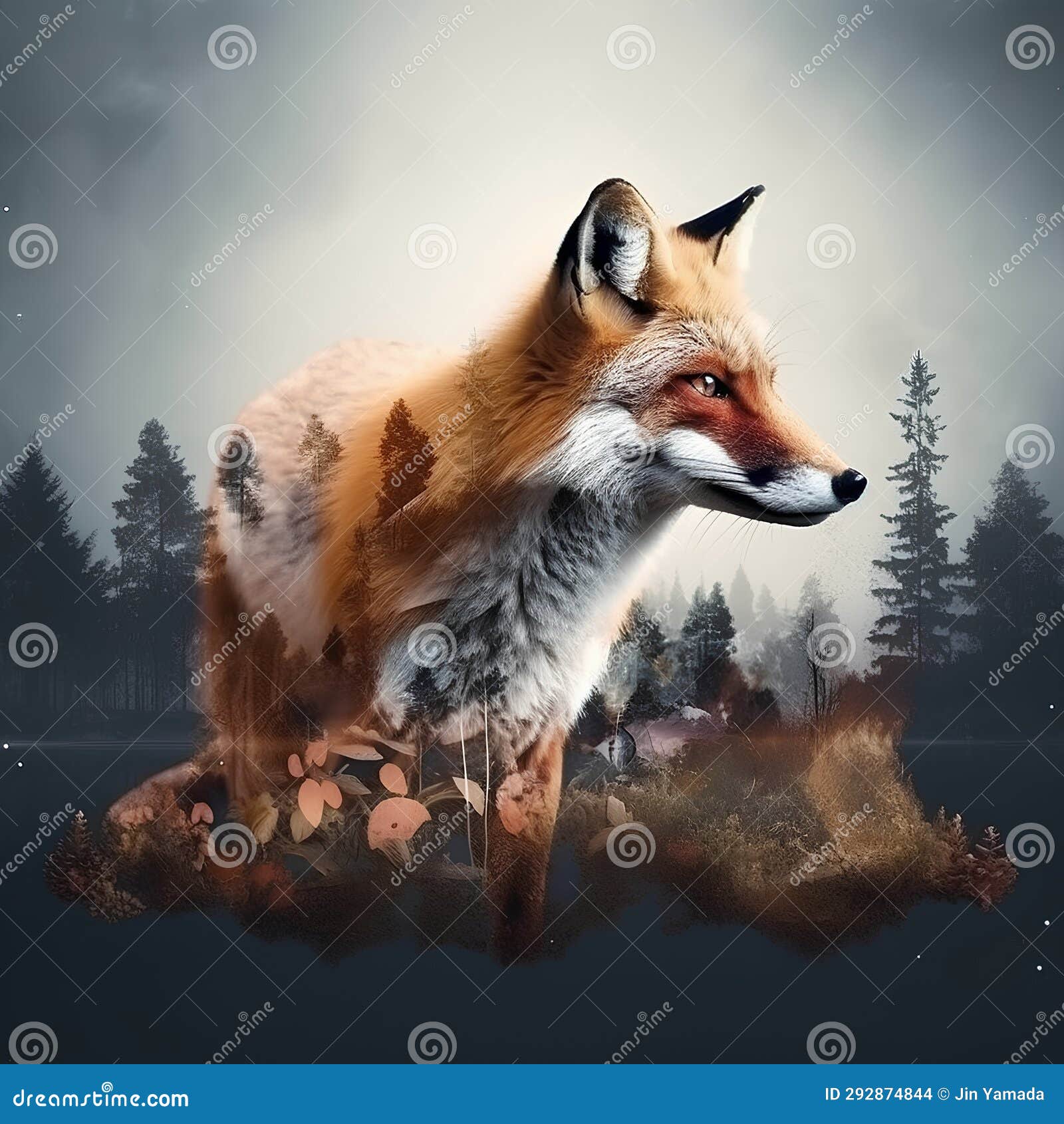 Red Fox in the Forest. this is a 3d Render Illustration Stock ...
