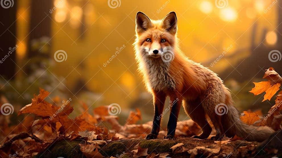 Red Fox in the Forest Red Fox in the Woods Red Fox Vulpes Stock ...