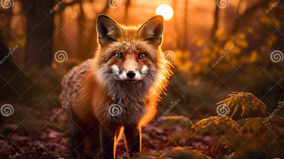 Red Fox in the Forest Red Fox in the Woods Red Fox Vulpes Stock ...