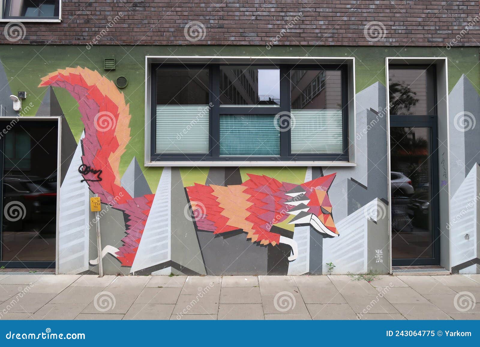 Red Fox. Graffiti on the Wall on the Street of Hamburg. Germany ...
