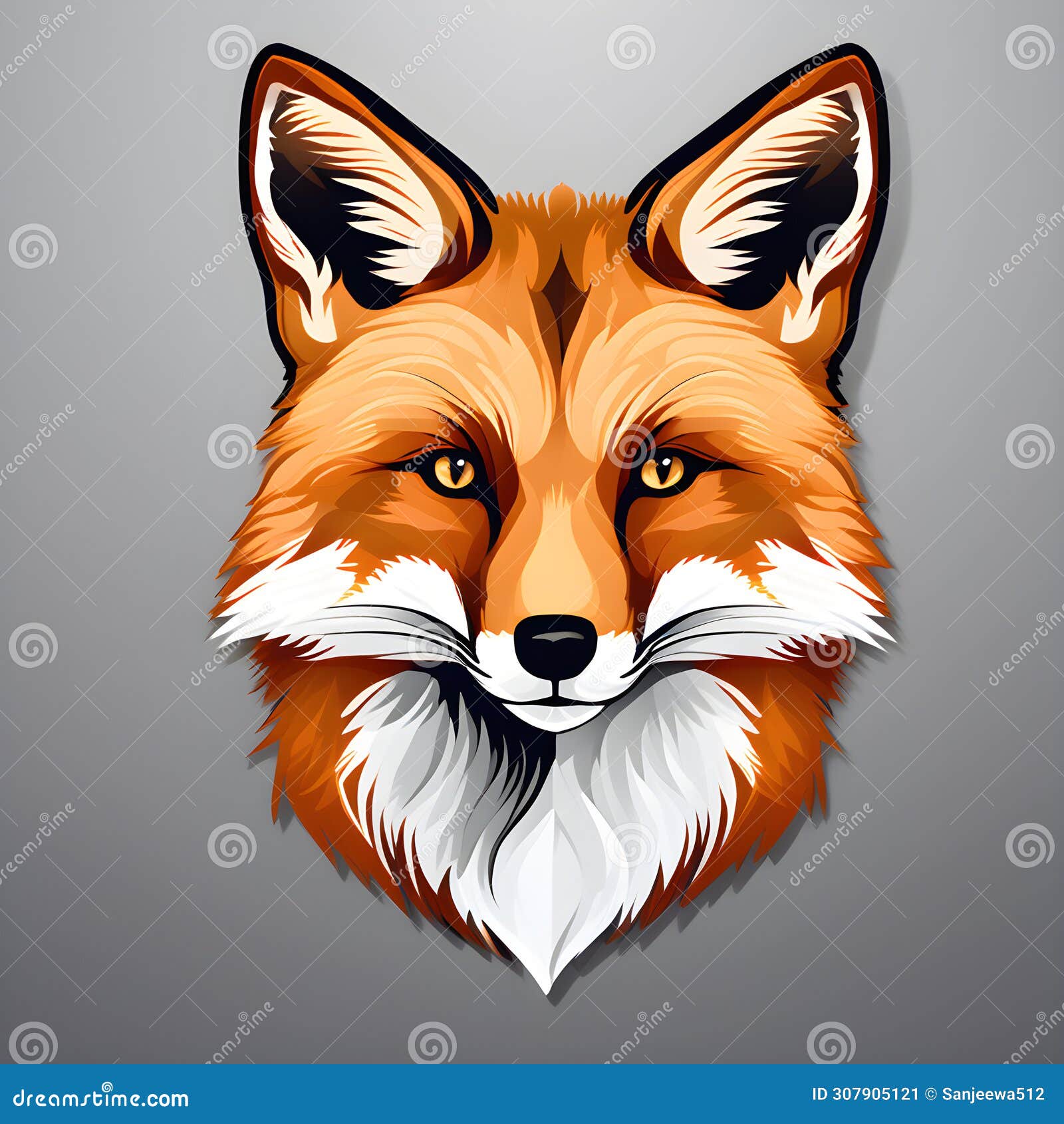 Red Fox Head Clip Art Design Stock Illustration - Illustration of ...