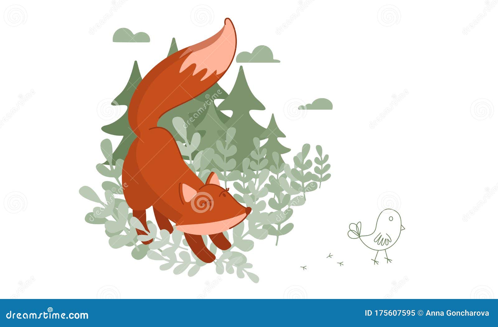 Red Fox Hunts a Small Chicken Stock Vector - Illustration of cute ...