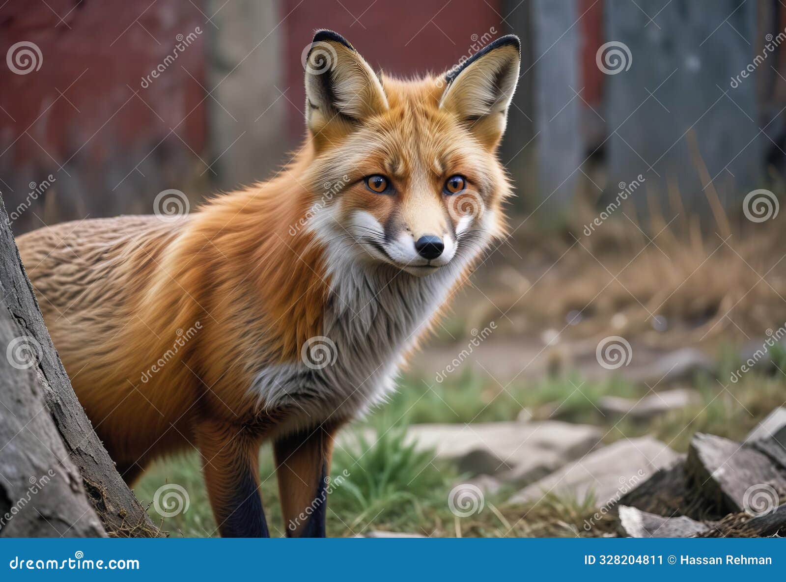A Red Fox is Looking at the Camera Stock Illustration - Illustration of ...