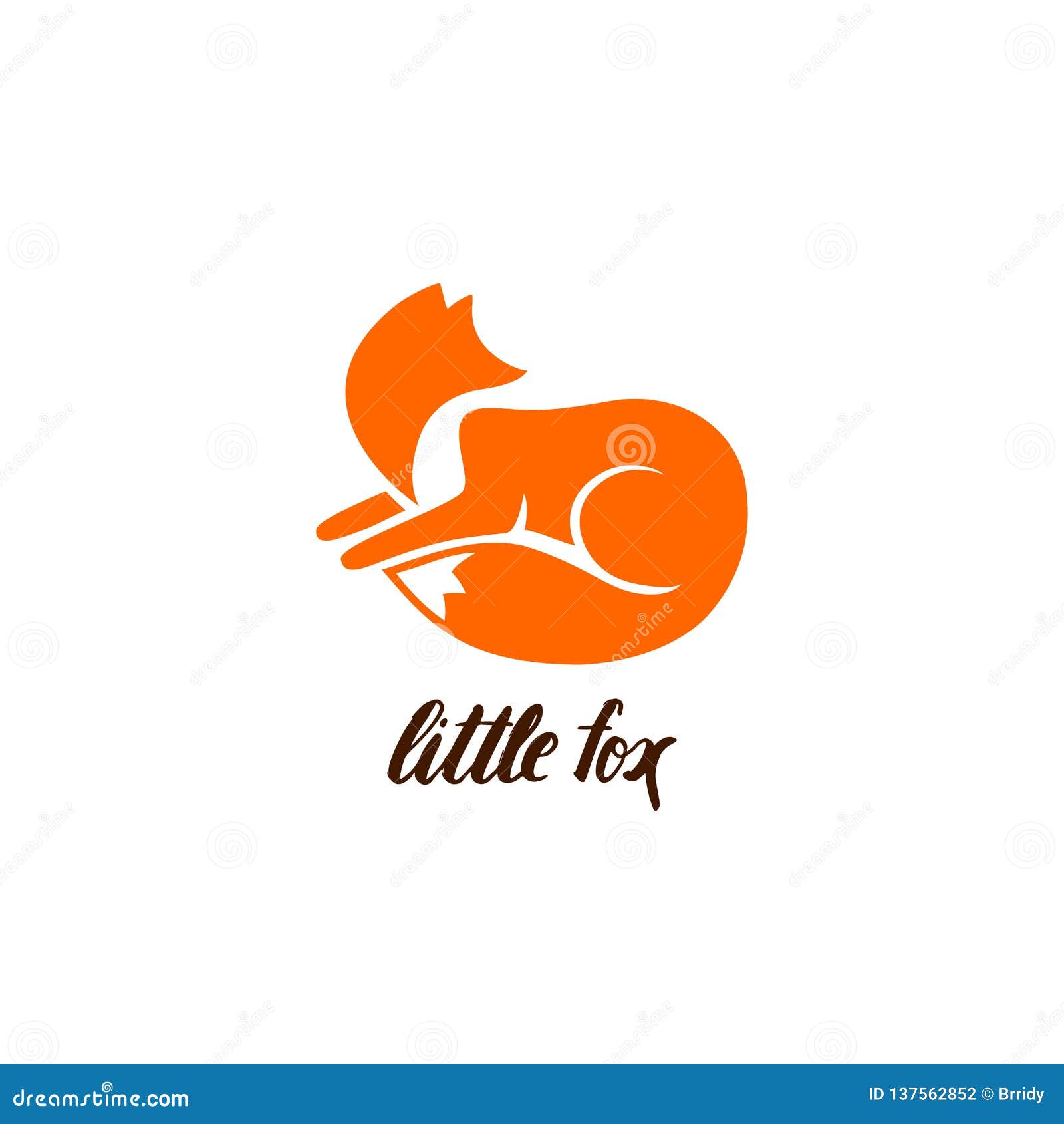 Red Fox Lying Down and Looking Back. Vector Logo with Negative Space ...