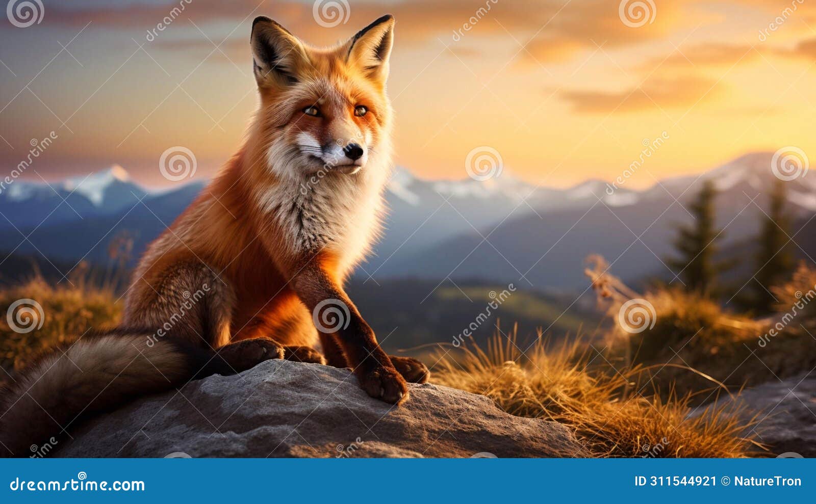 Red Fox In The Mountains Fox In The Mountains Red Fox Vulpes Royalty ...