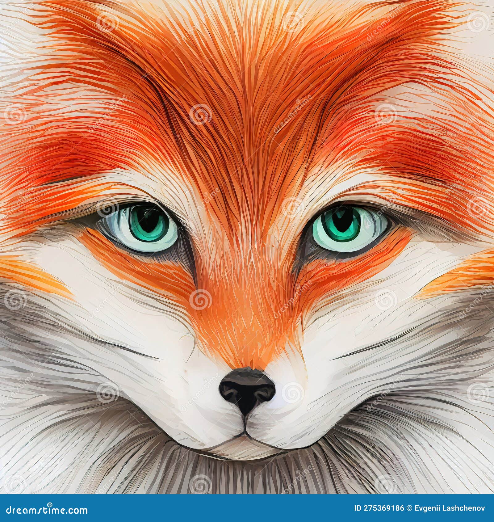 Red Fox Muzzle with White Nose. Color Graphics. Full Screen View. AI ...