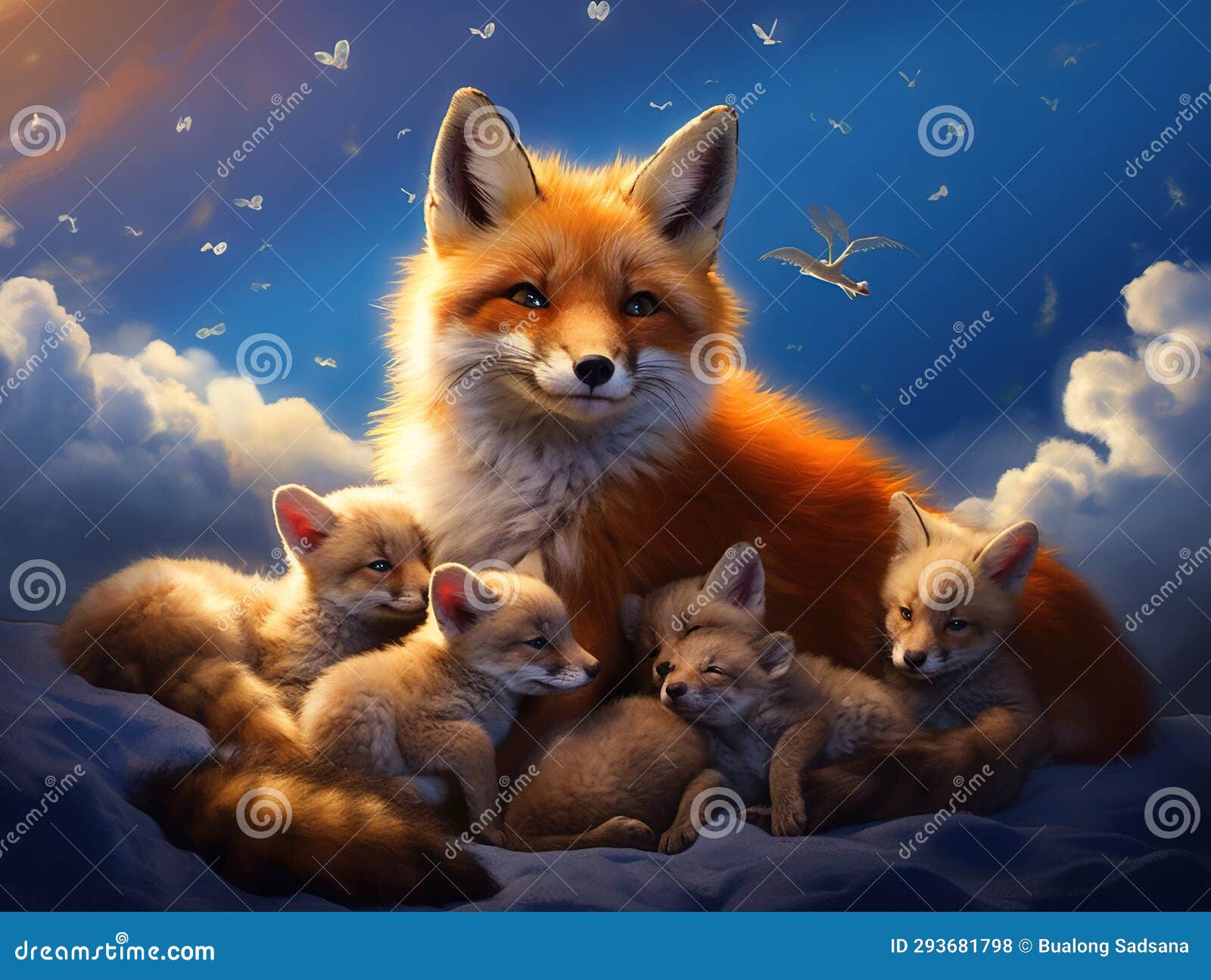 Red Fox Nursing Kits stock illustration. Illustration of park - 293681798