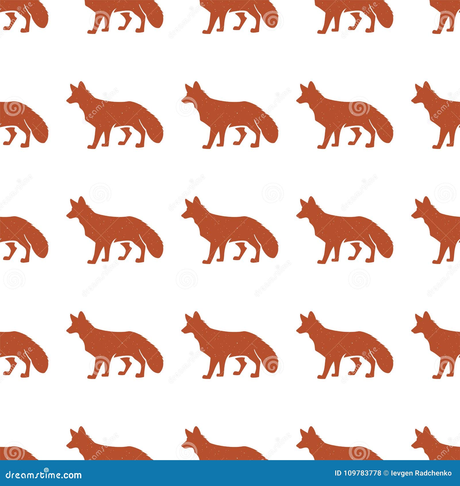 Red Fox Pattern. Seamless Background Illustration with Wild Animal ...