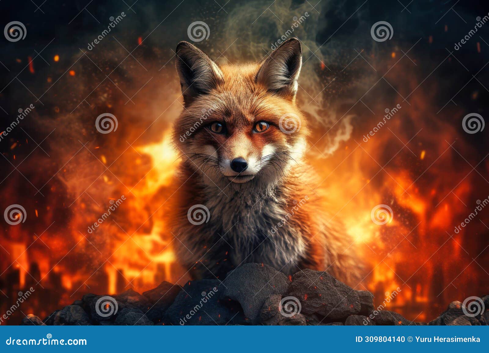 A Red Fox is Perched Atop a Pile of Coal, Symbolizing Its Escape from a ...