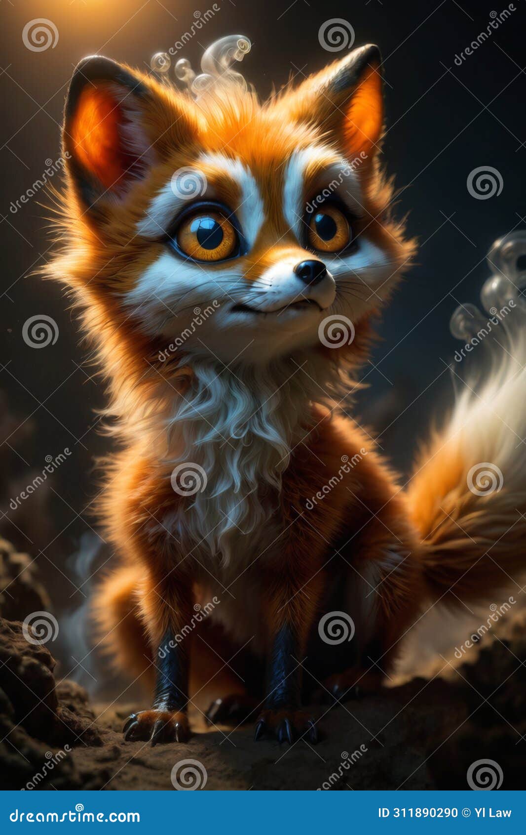 A Red Fox in Pine Tree Forest with a Bushy Stock Illustration ...