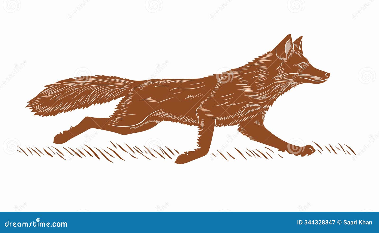 Red Fox Running Flat Vector Silhouette Stock Illustration ...