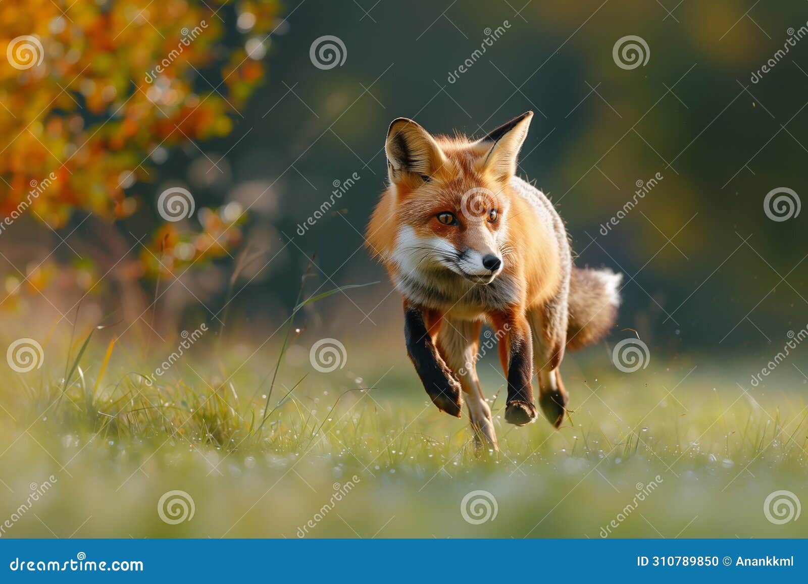 Red Fox Running in Meadow.Generative AI Stock Illustration ...