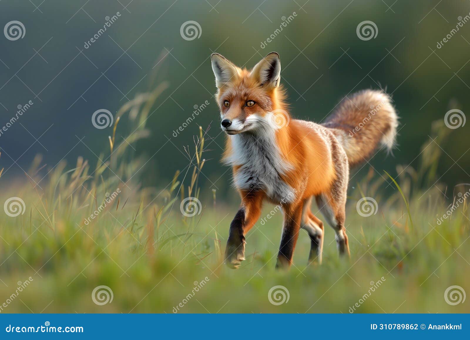 Red Fox Running in Meadow.Generative AI Stock Illustration ...