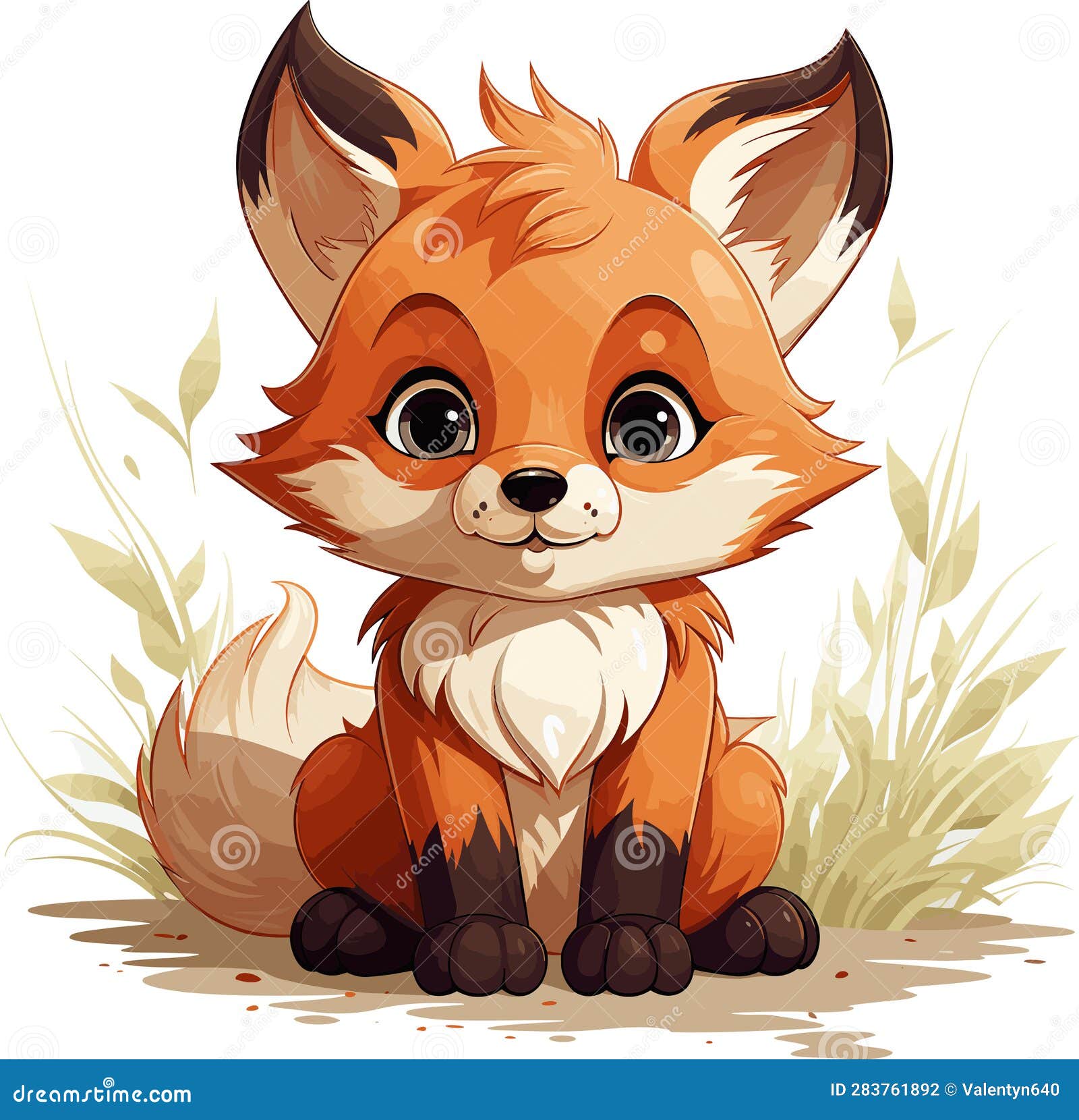 Red Fox Sitting in the Grass with Sad Look on Its Face Stock Vector ...