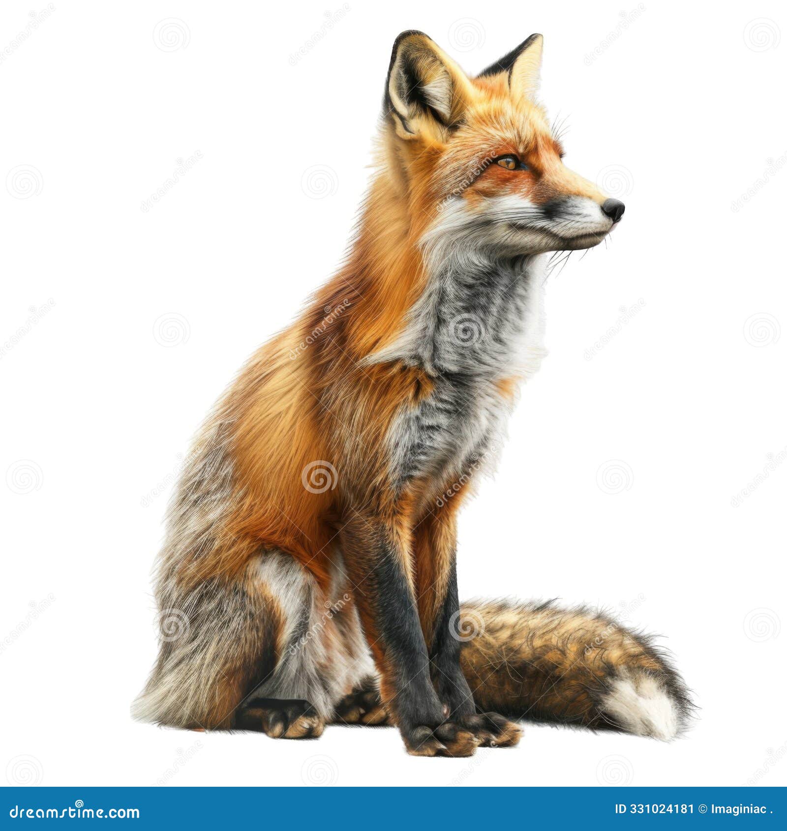 A Red Fox Sitting and Looking To the Right Stock Illustration ...