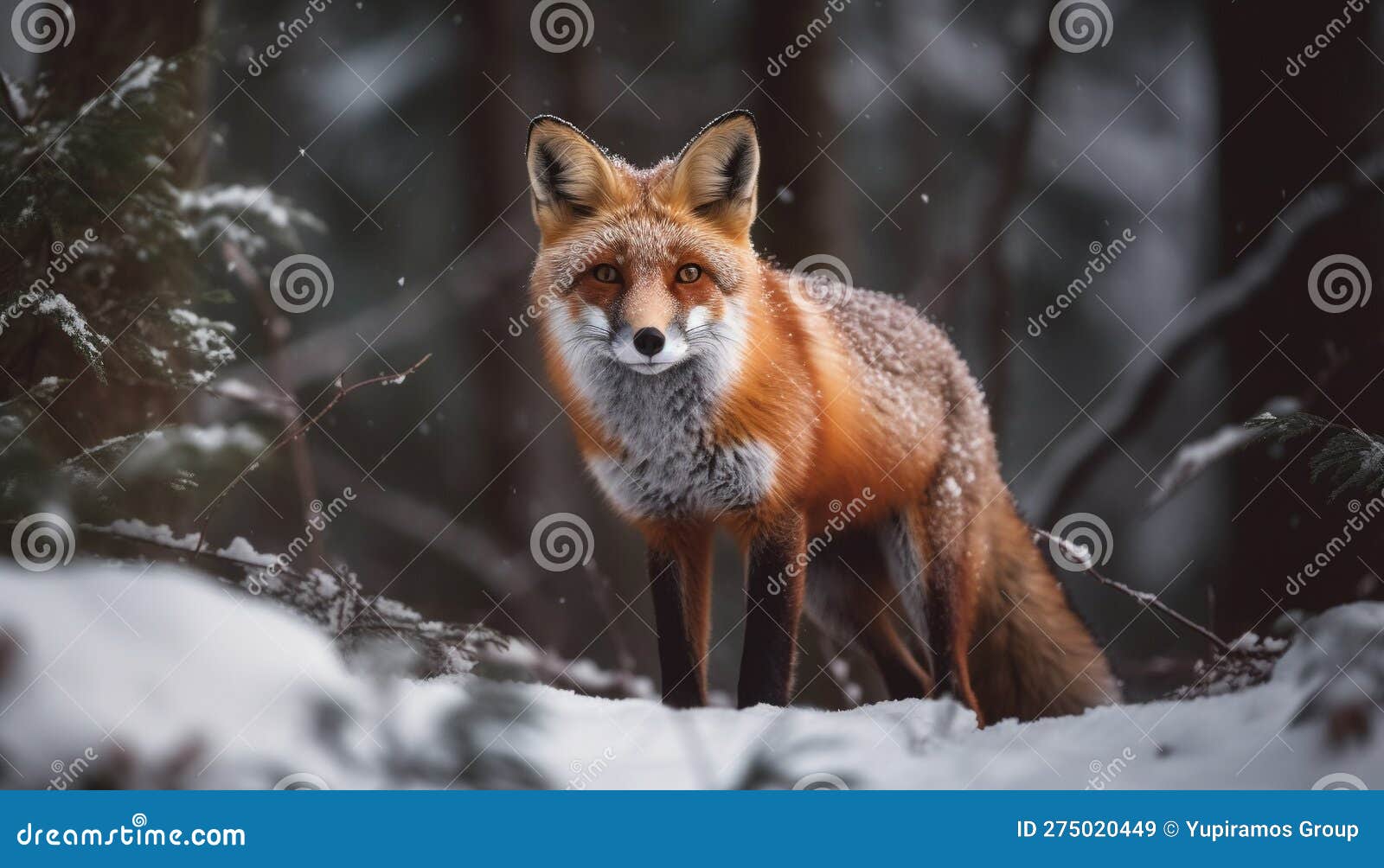 Red Fox Sitting in Snow, Looking Cute Generative AI Stock Image - Image ...