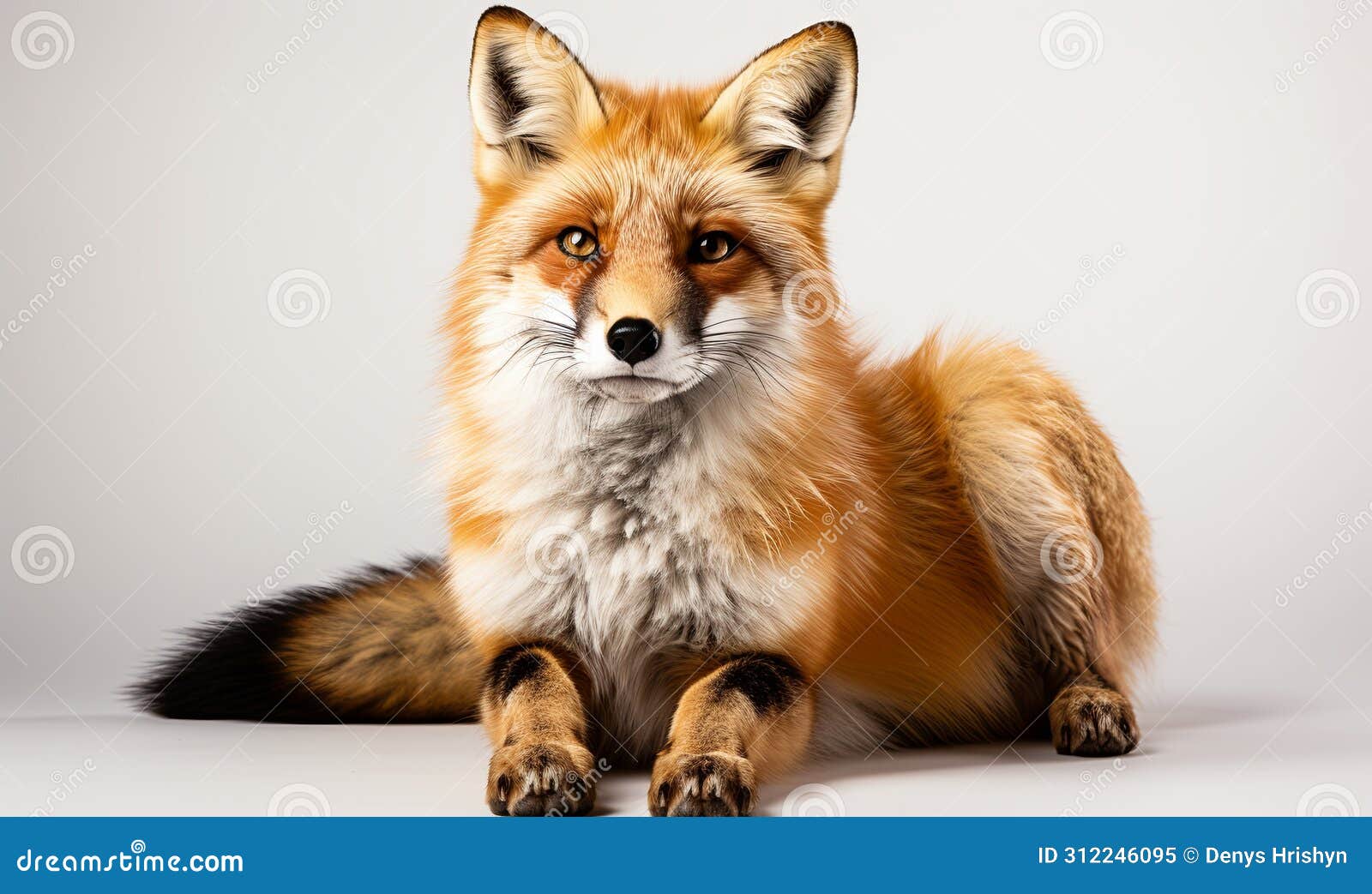 Red Fox Sitting on White Floor Stock Image - Image of cute, isolated ...