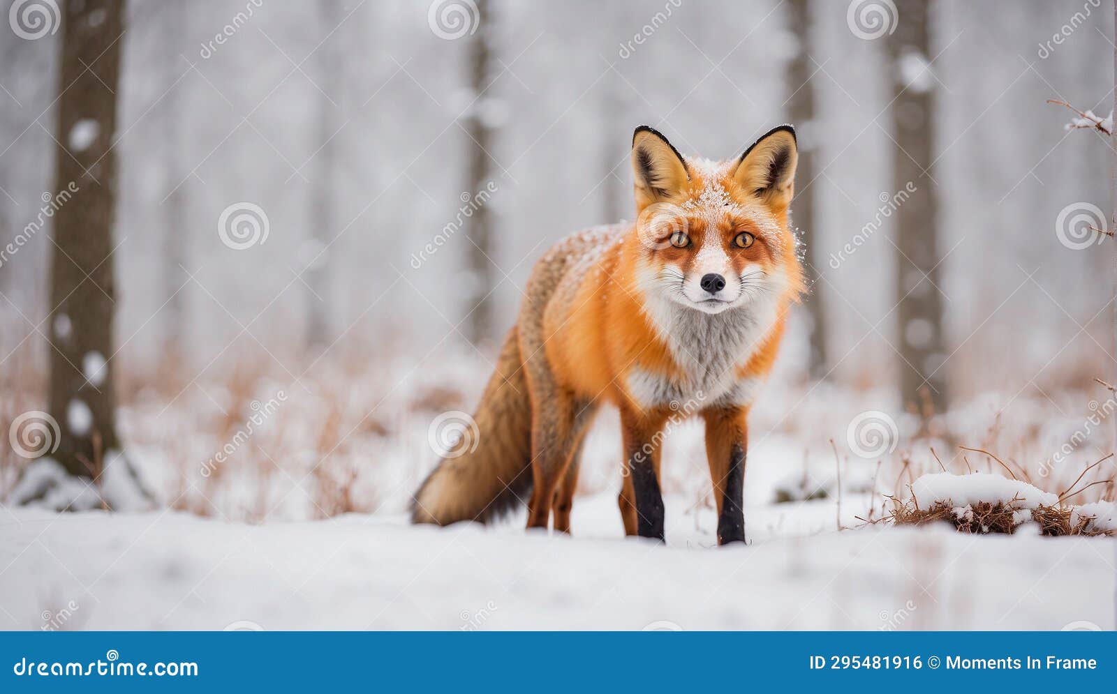 Red Fox in the Snow, Fox in Winter Nature Stock Photo - Image of coat ...