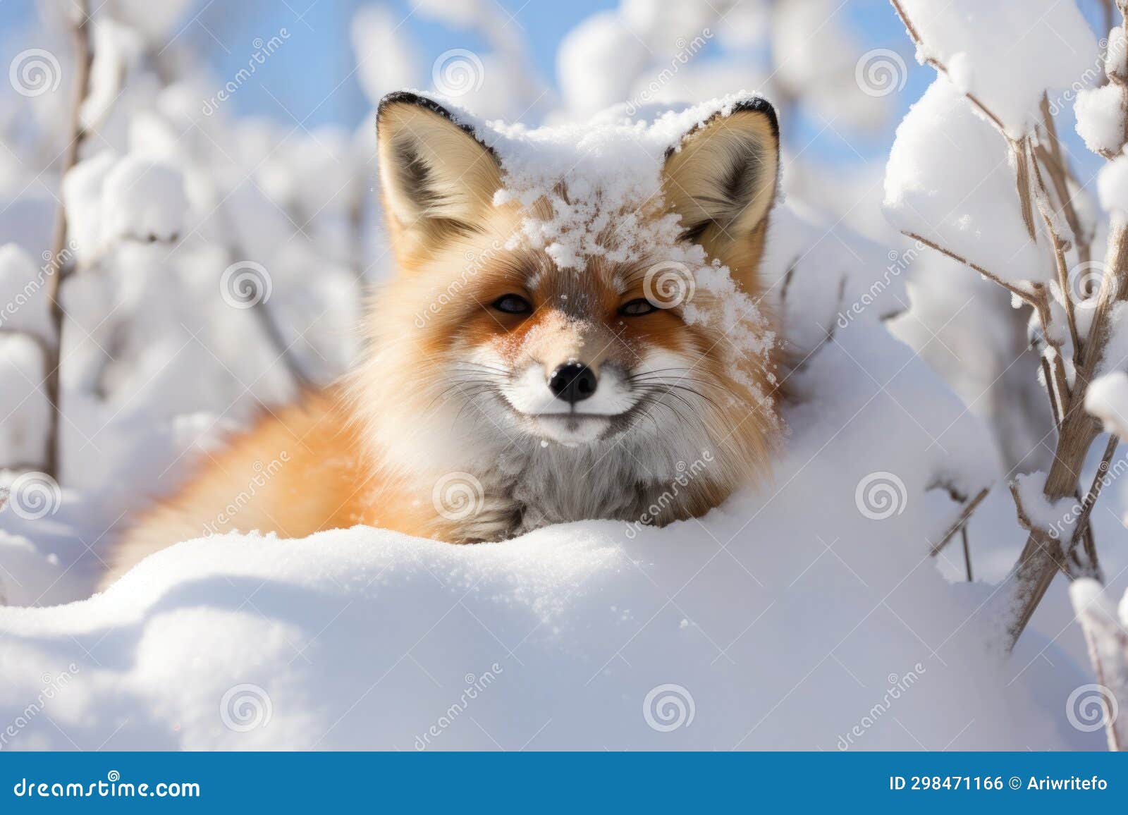 Red Fox in the Snow Looking at the Camera Stock Photo - Image of mammal ...