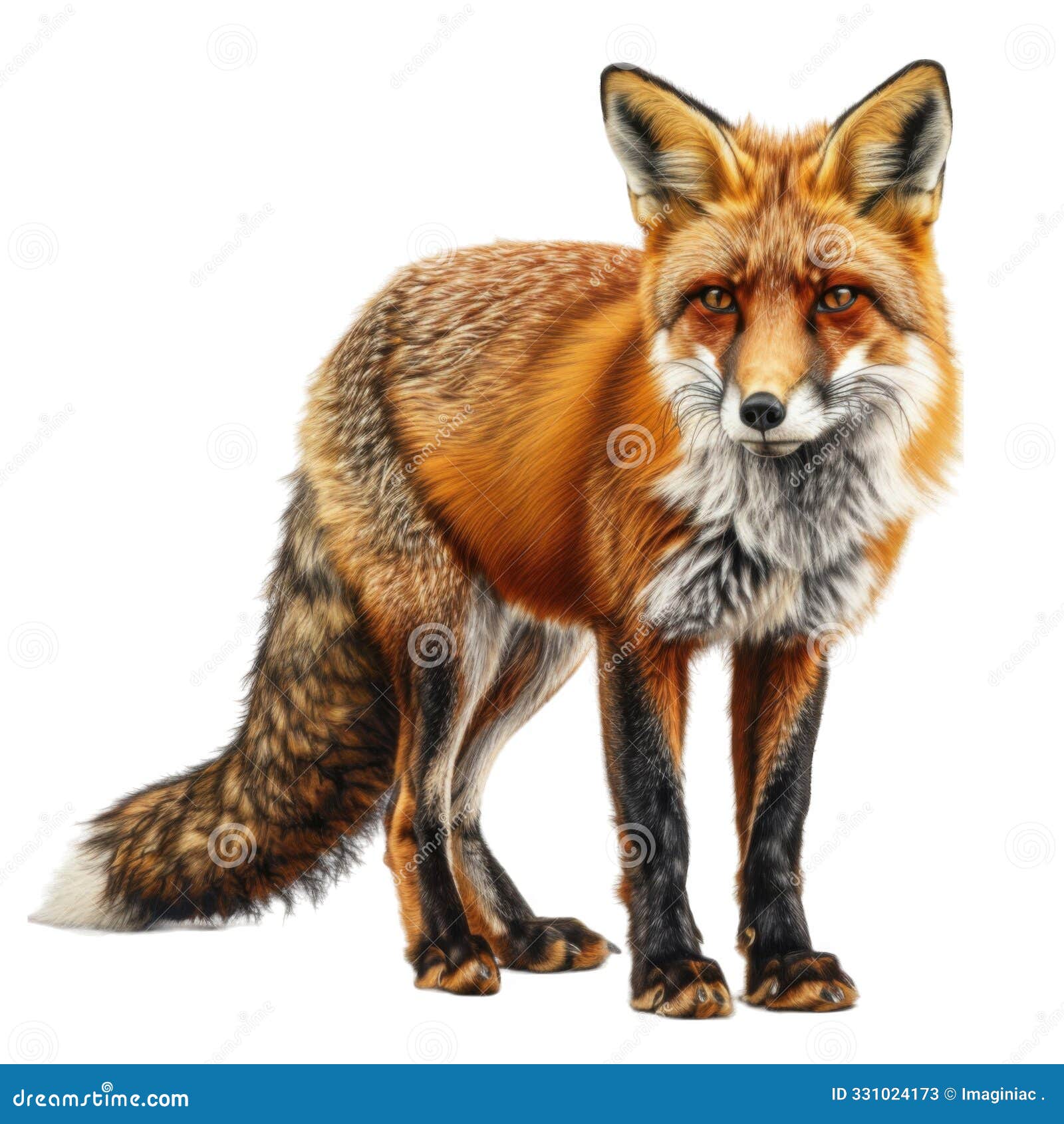A Red Fox Standing with Its Tail Behind it Stock Illustration ...