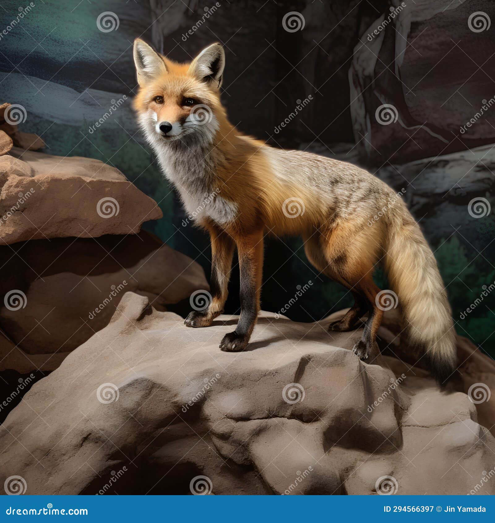 Red Fox Standing on the Rock in the Zoo. 3d Illustration Stock ...